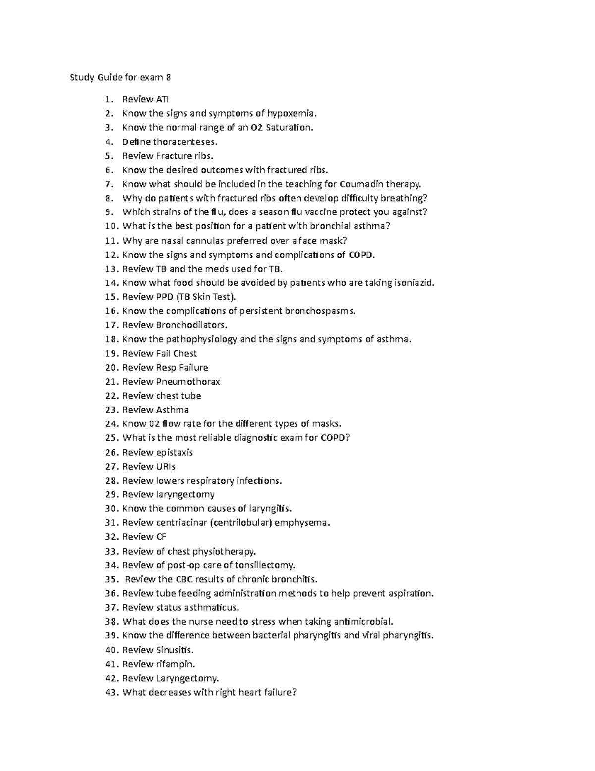 Study Guide For Test 8 - practice material - Study Guide for exam 8 ...