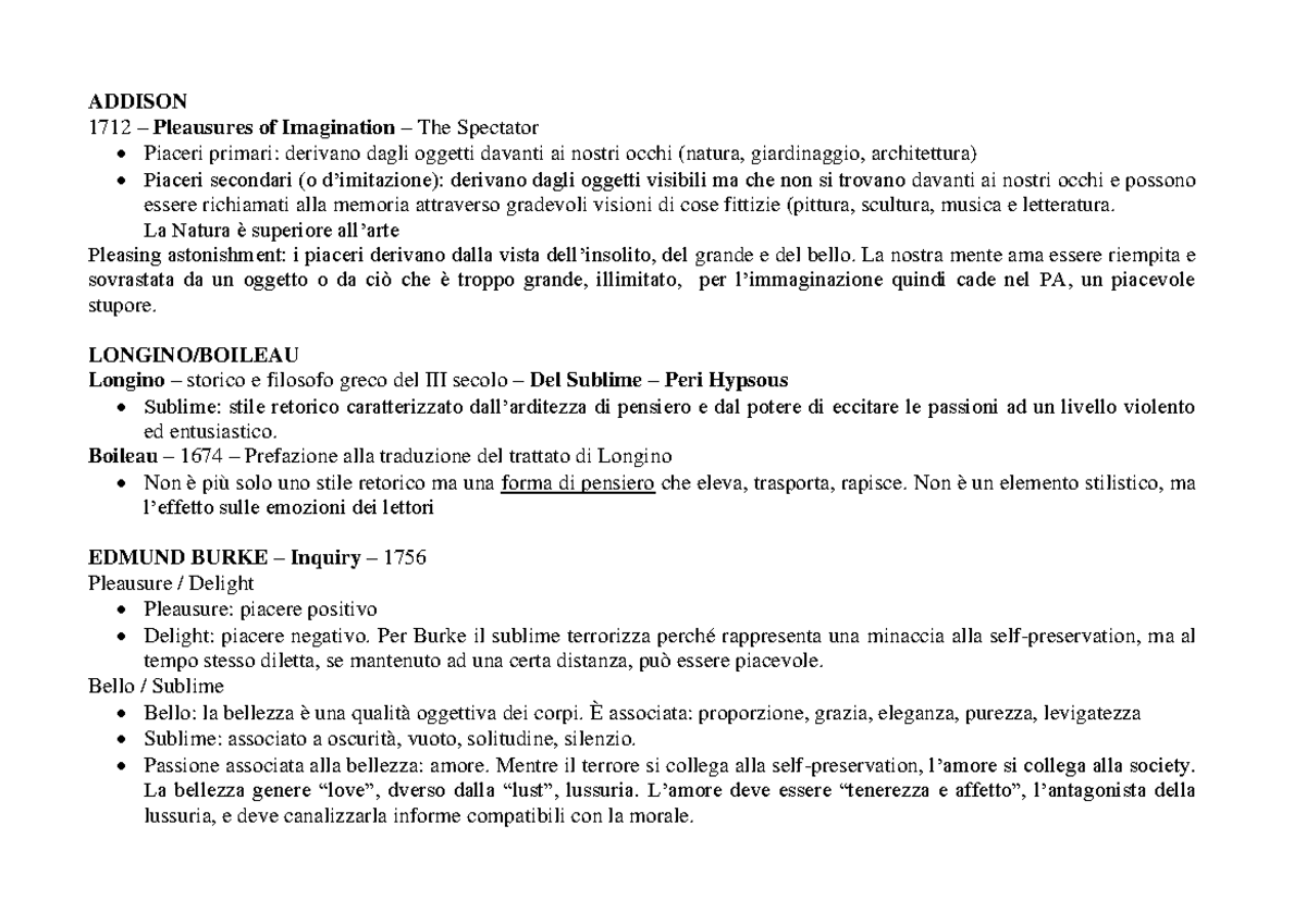 Schema - concetti Bello e Sublime - Lett Inglese 5 - ADDISON 1712 ...