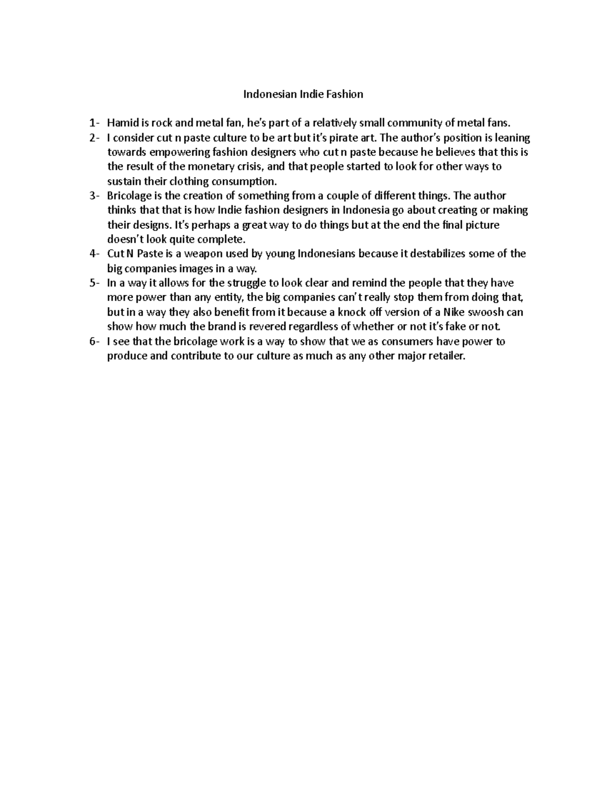 Indie - Online Assignments - Indonesian Indie Fashion 1- Hamid is rock ...