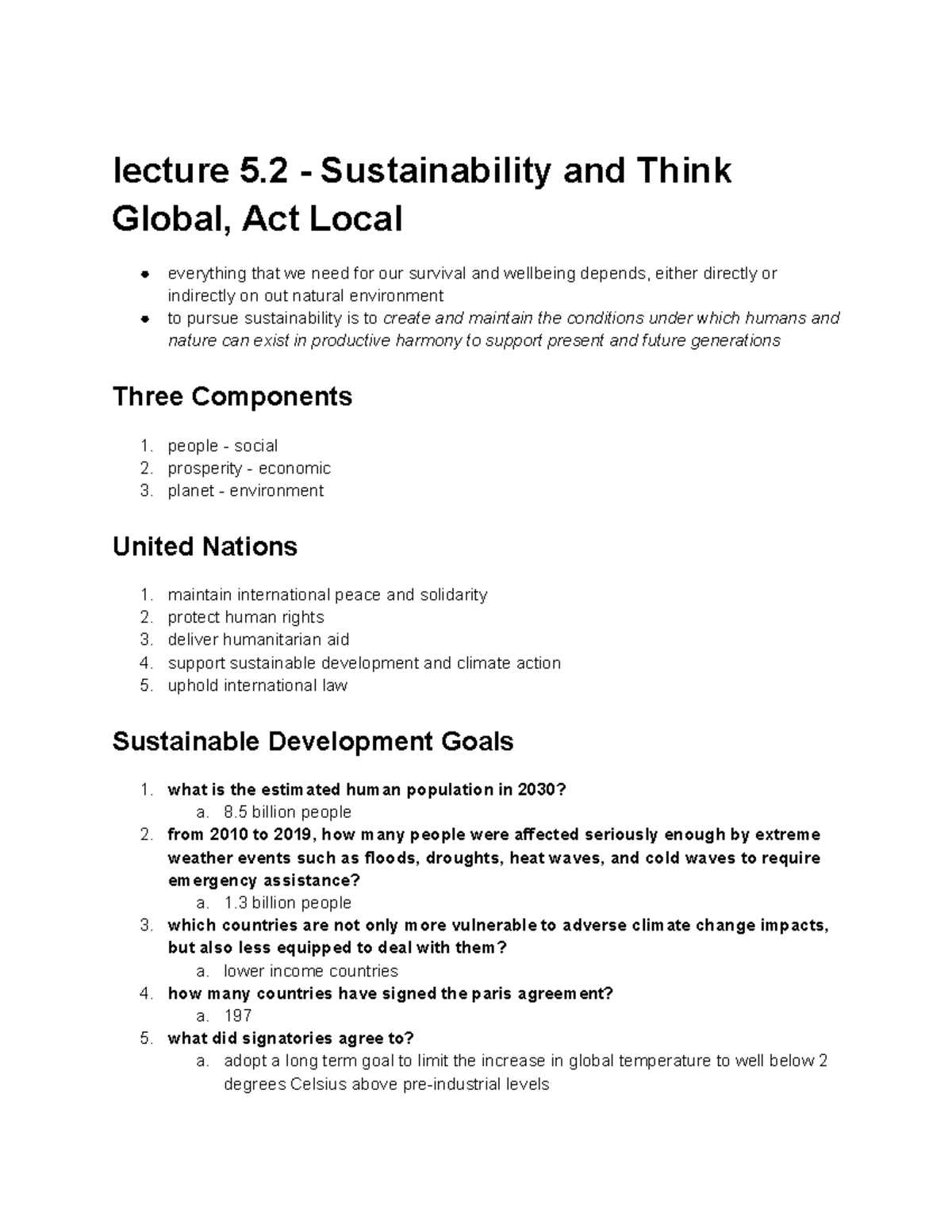Env 101 - lecture notes for env 101 - lecture 5 - Sustainability and ... Env 101 - lecture notes for env 101 - lecture 5 - Sustainability and ...