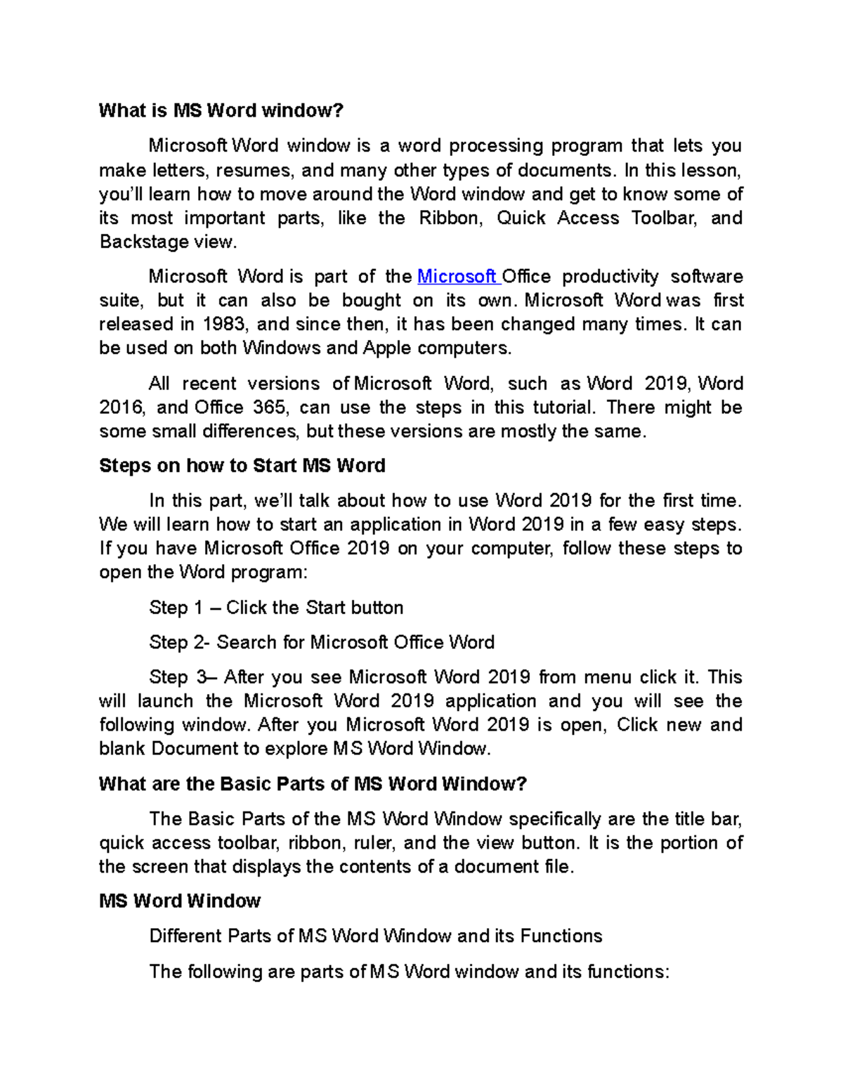 MST 13 Report Information What Is MS Word Window Microsoft Word
