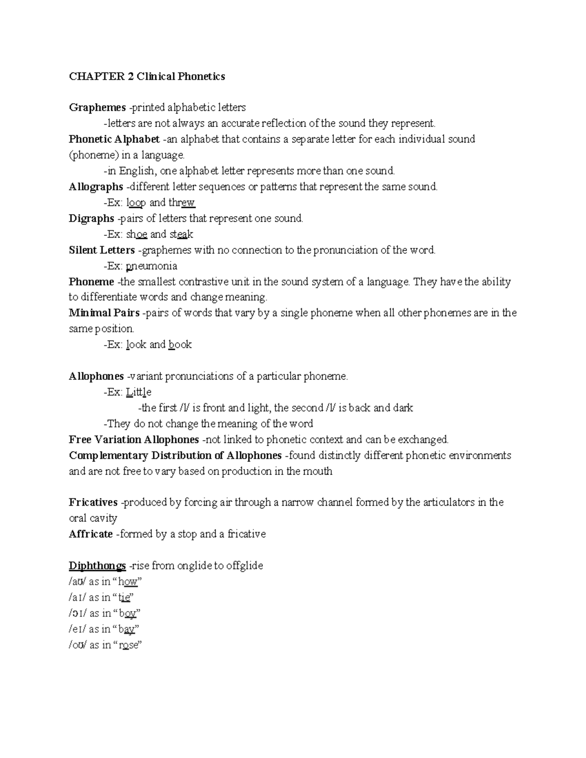 Chapter 2 Clinical Phonetics - CHAPTER 2 Clinical Phonetics Graphemes ...