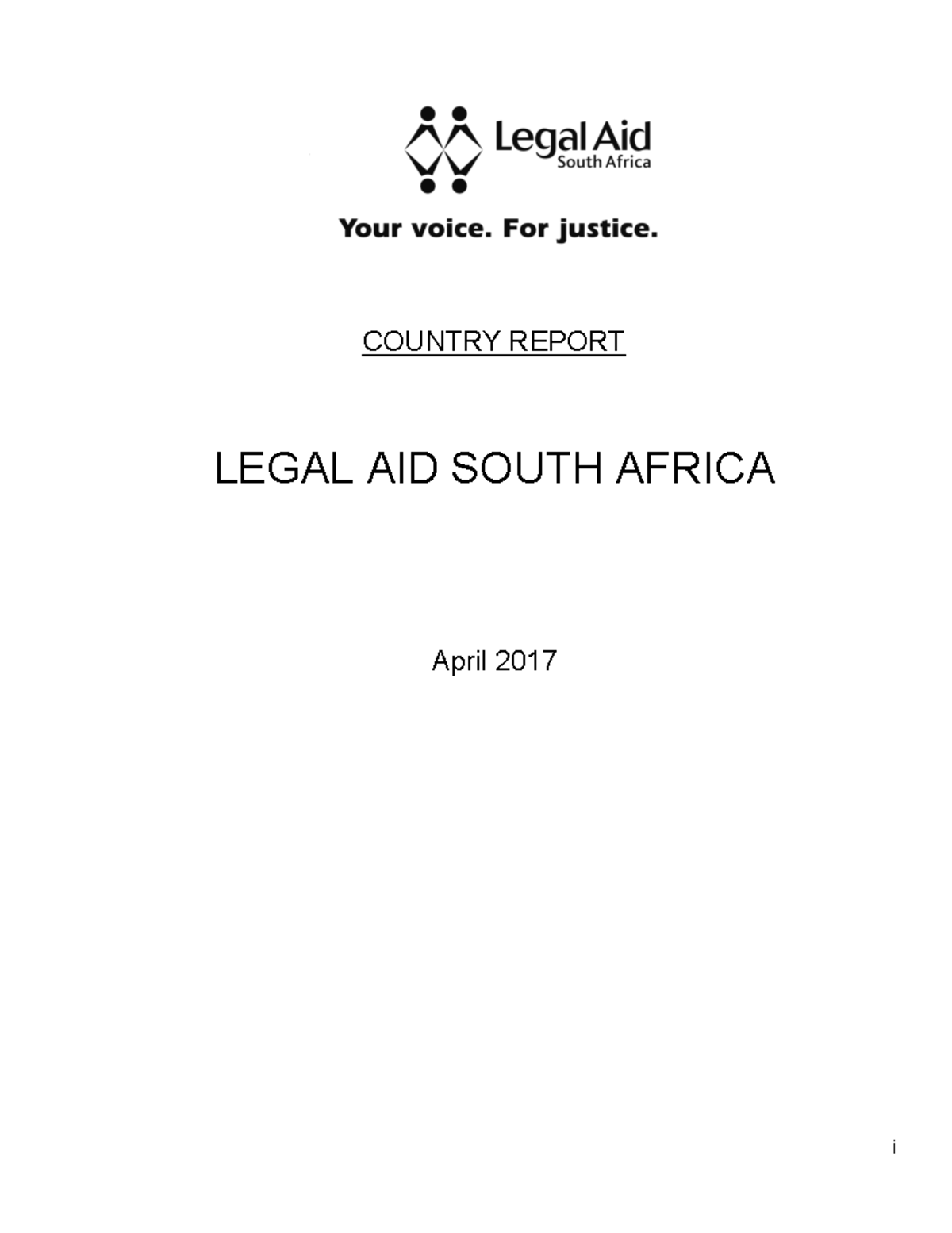 SA Country report April 2017 - i COUNTRY REPORT LEGAL AID SOUTH AFRICA ...