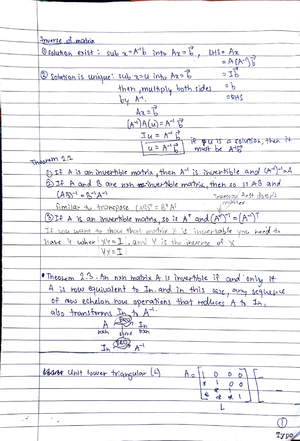 SC1004 Cheatsheet (Final) - Chapter 1 – System of Linear Equations A ...