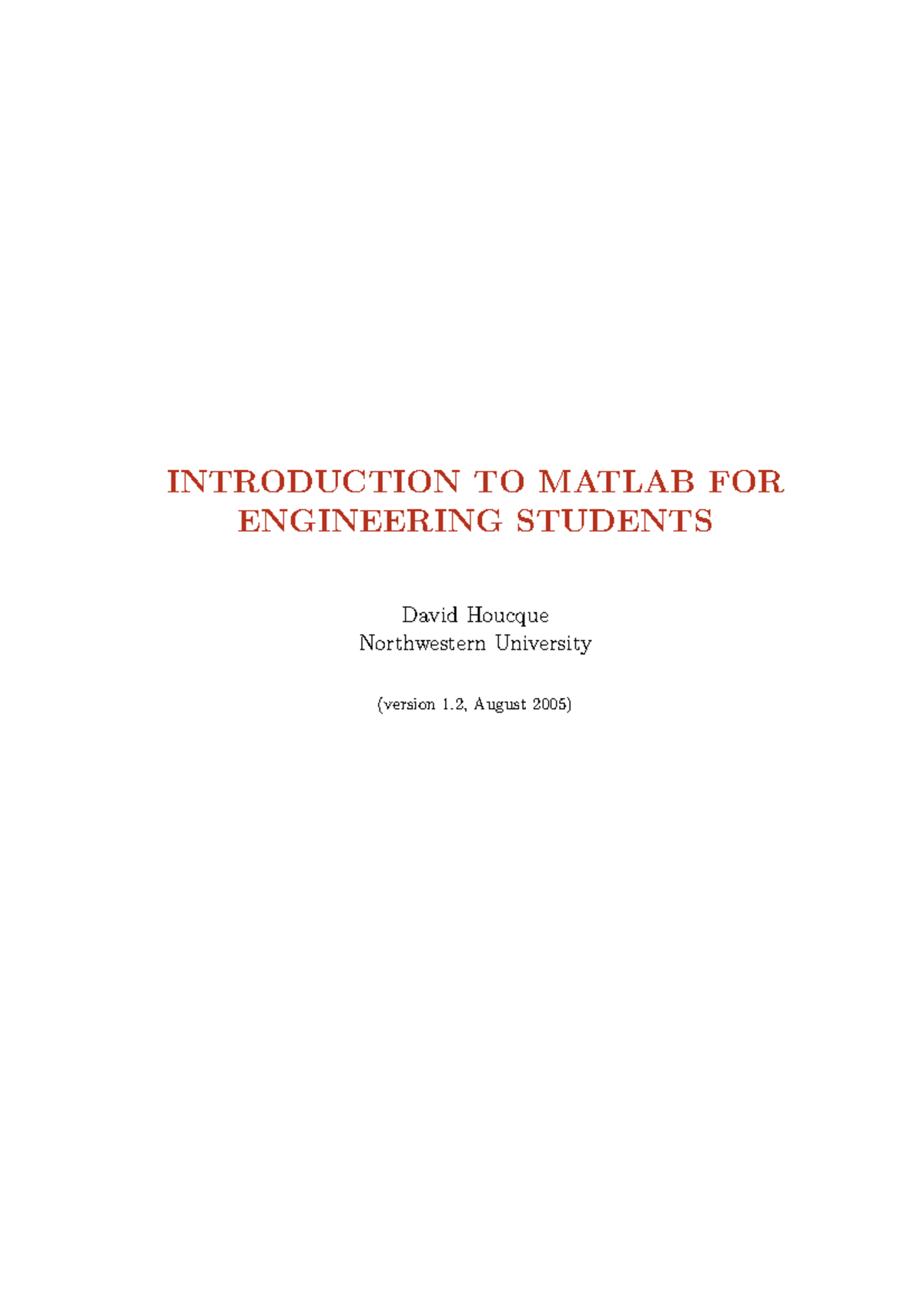 Introduction To Matlab Introduction To Matlab For Engineering