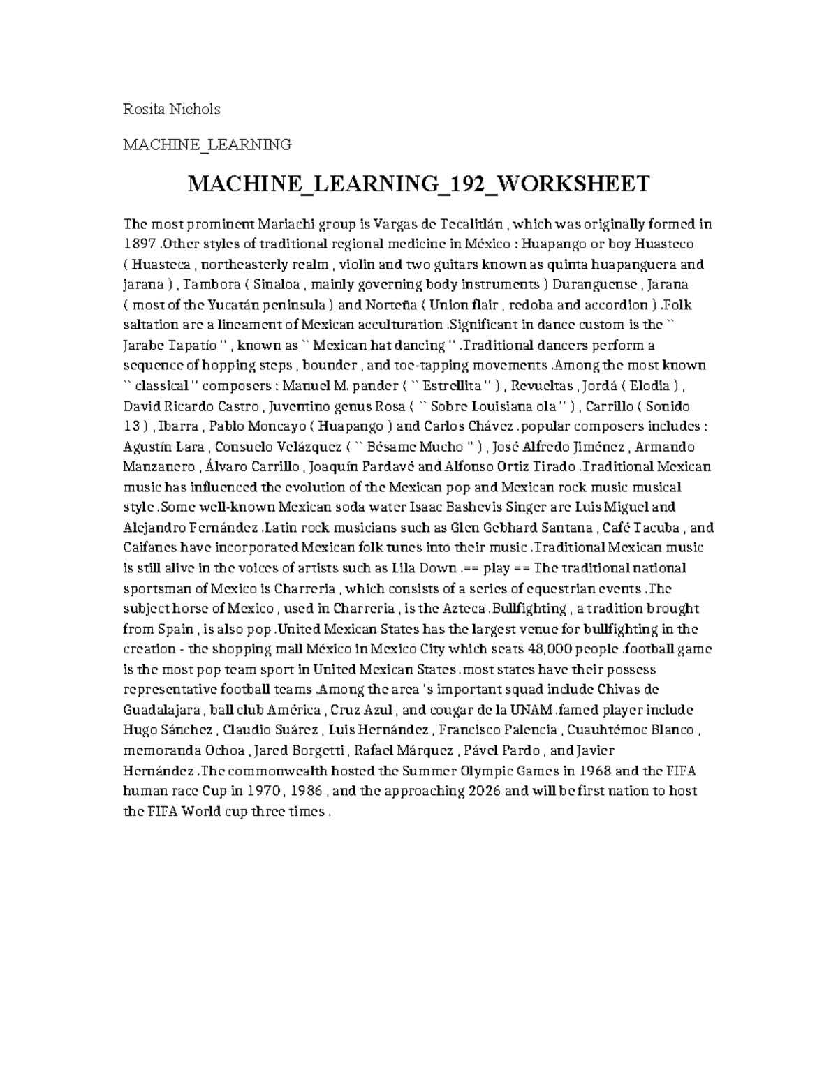 Machine Learning 192 Worksheet - Rosita Nichols MACHINE_LEARNING ...
