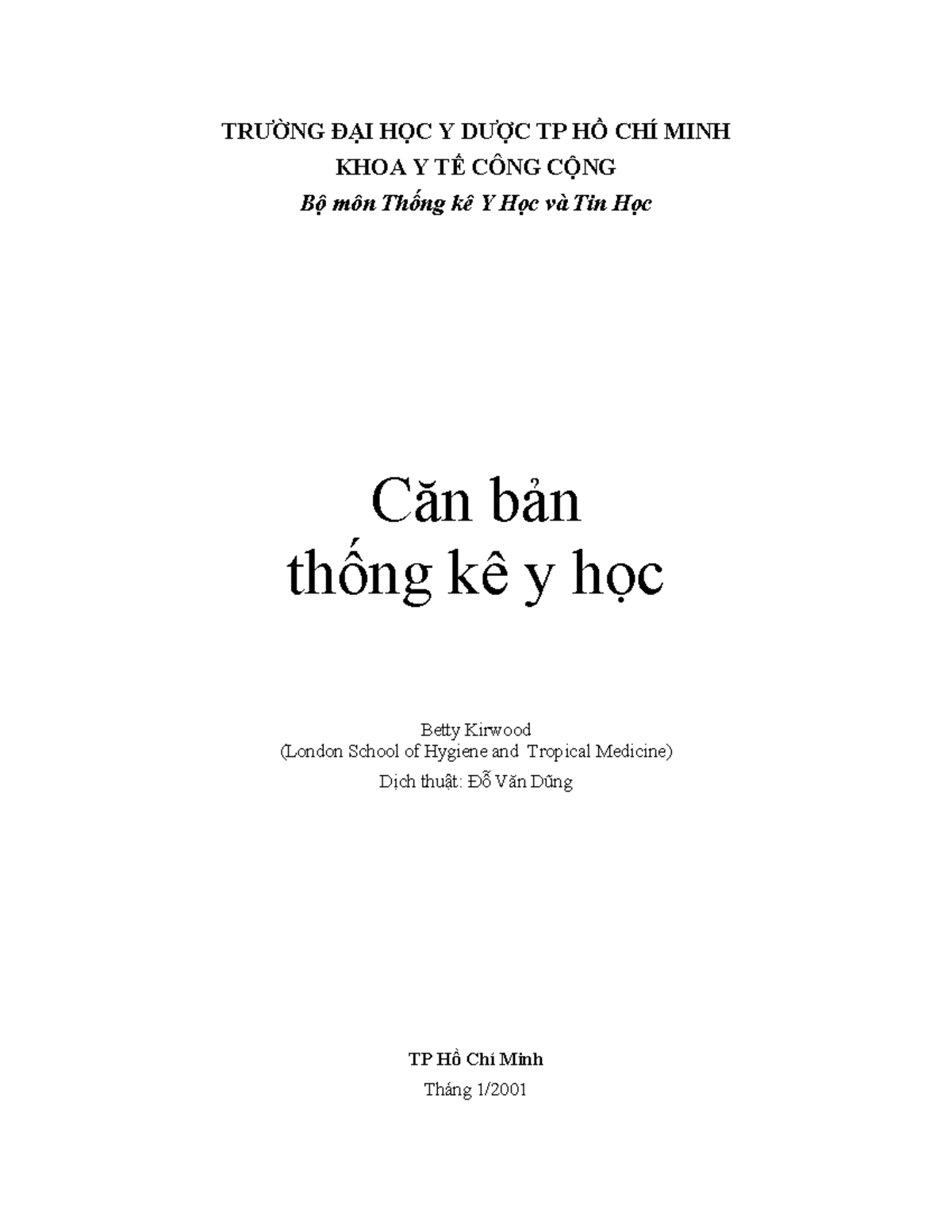 [Yhoc Data.com] Can ban thong ke - TR ̄ÞNG –¾I HÞC Y D ̄þC TP HÞ CHÕ MINH KHOA Y T¾ C‘NG CÞNG Bß ...