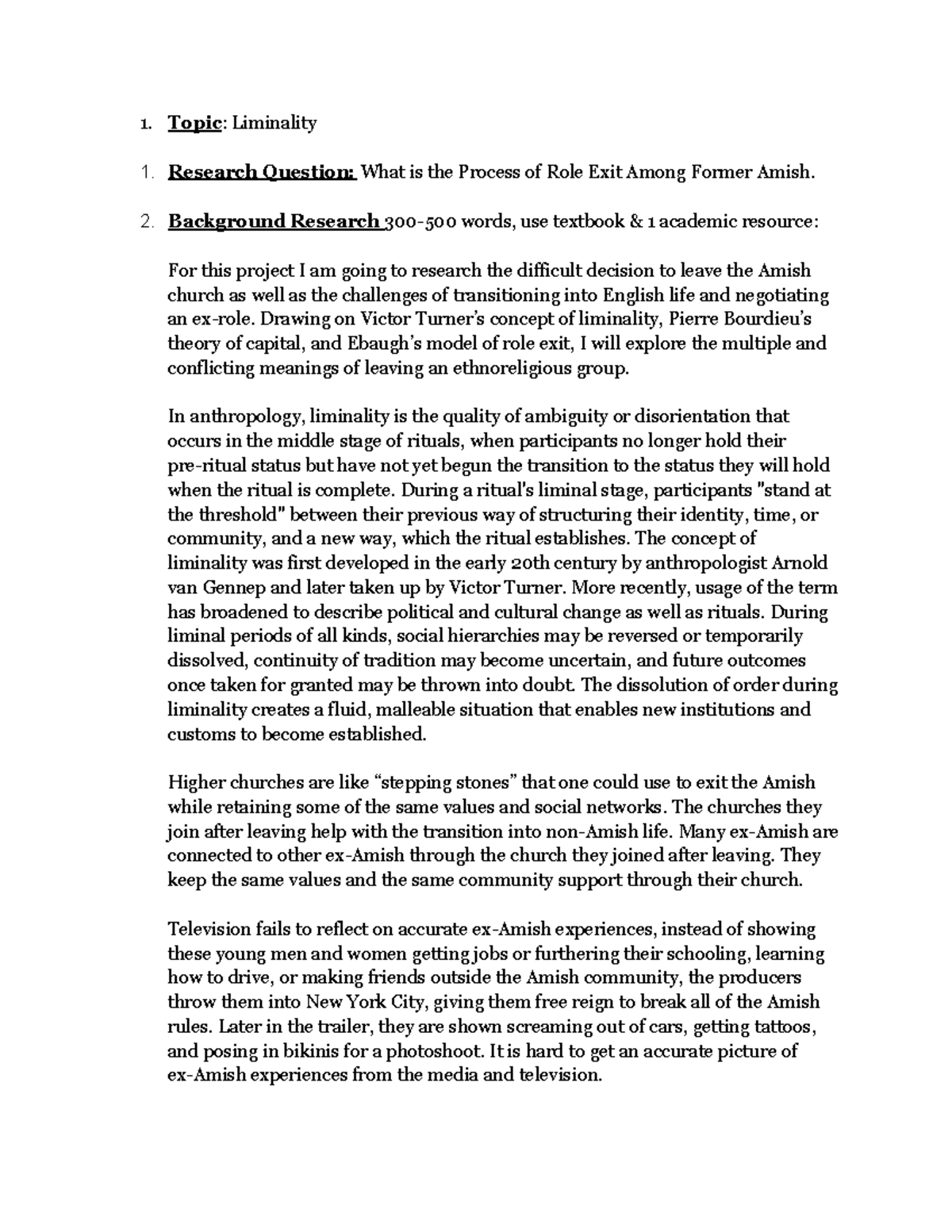 Field Research Project - Topic : Liminality Research Question: What is ...