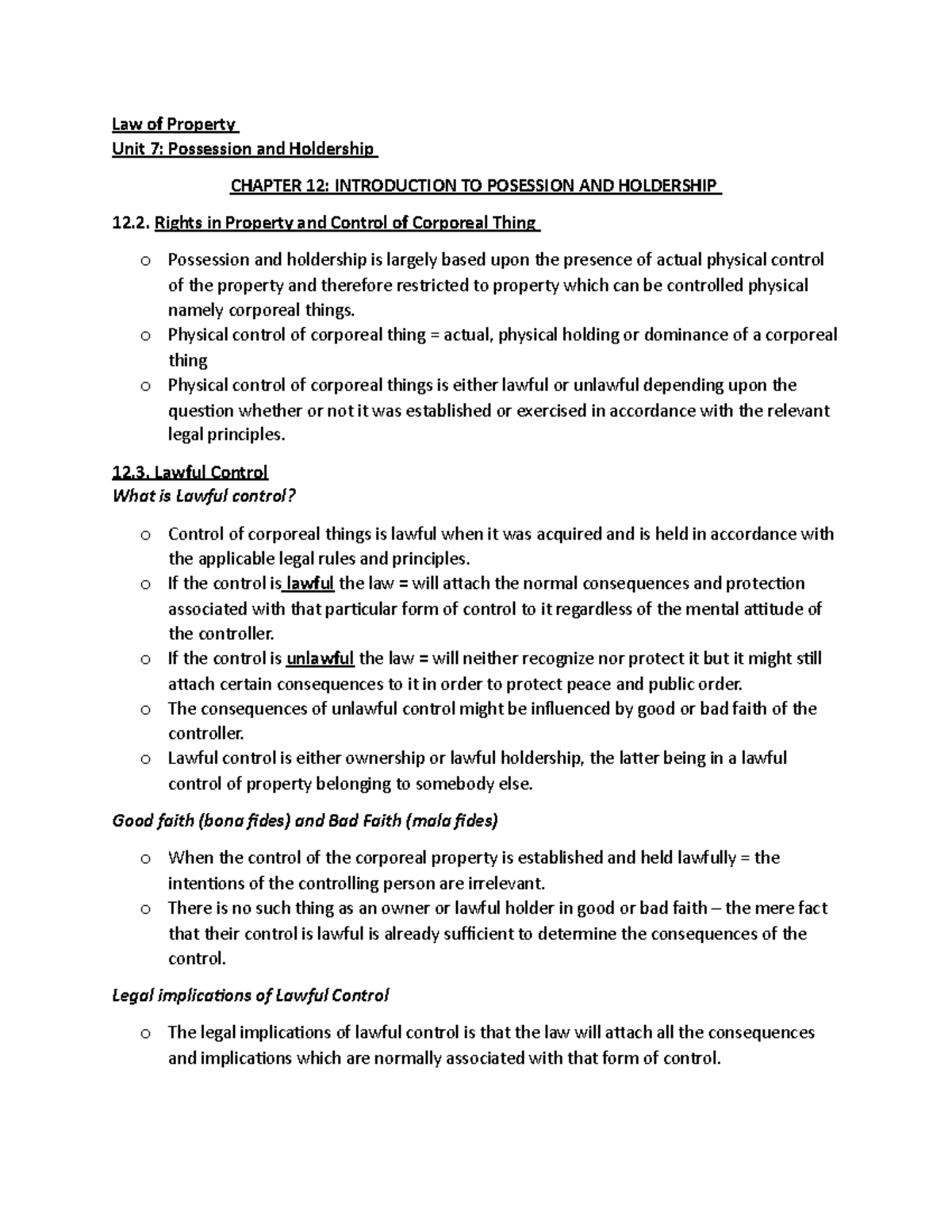 UNIT 7 - Notes - Introduction to the concept of possession and ...