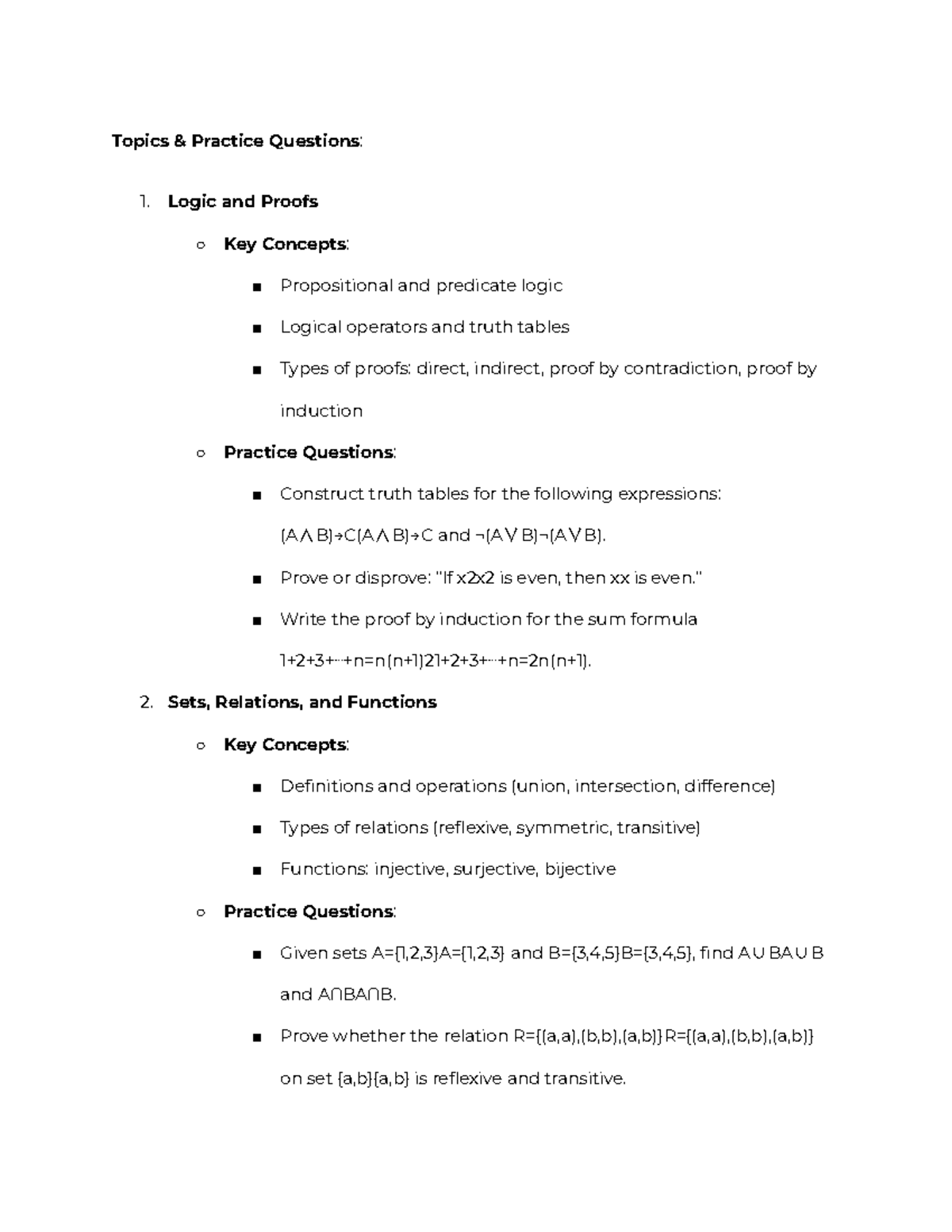 Discrete Mathematics For Engineers - Topics & Practice Questions: 1. Logic and Proofs Key - Studocu