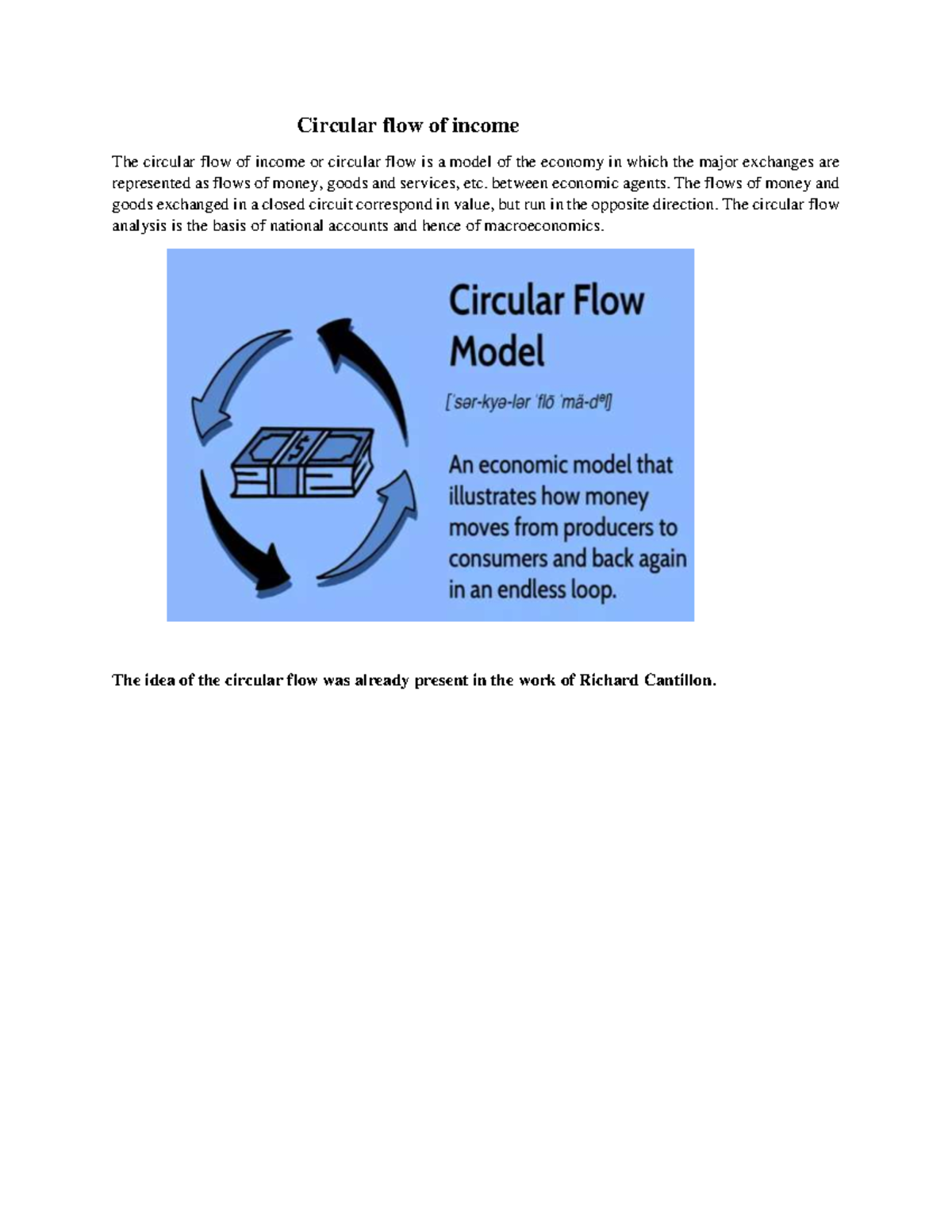 Circular flow of income - between economic agents. The flows of money ...