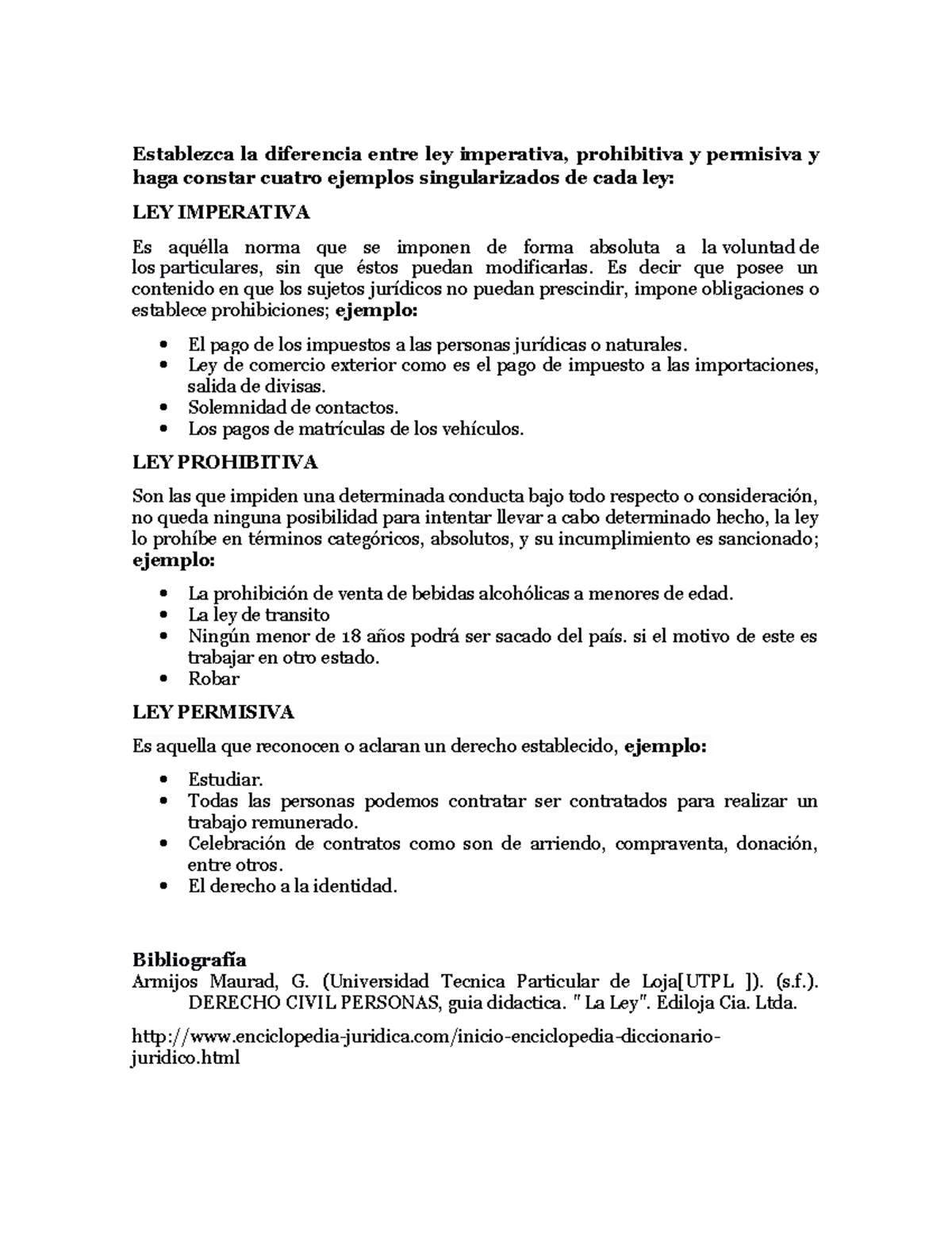 FORO1 - FORO DERECHO CIVIL - Establezca la diferencia entre ley ...