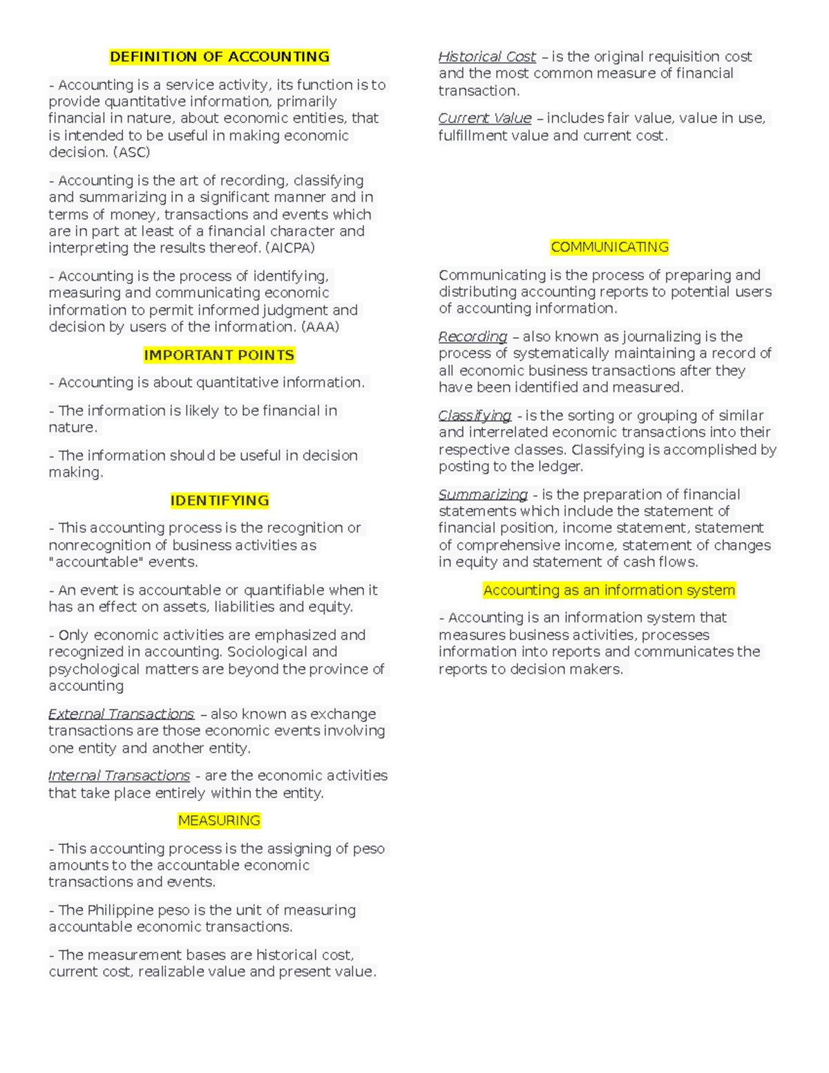 Definition OF Accounting - DEFINITION OF ACCOUNTING Accounting is a ...