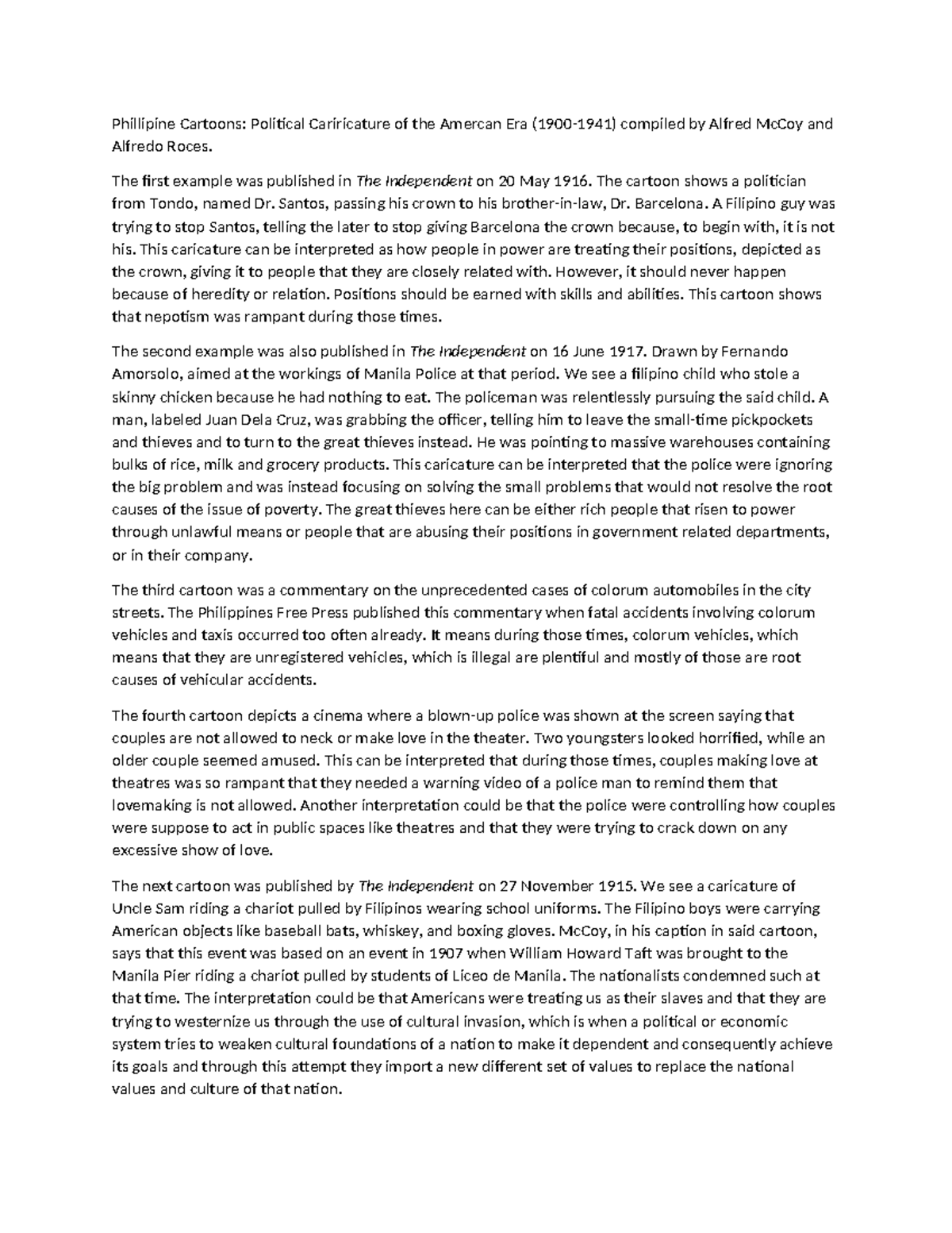 Phillipine Cartoons examples and their Interpretations - Phillipine ...