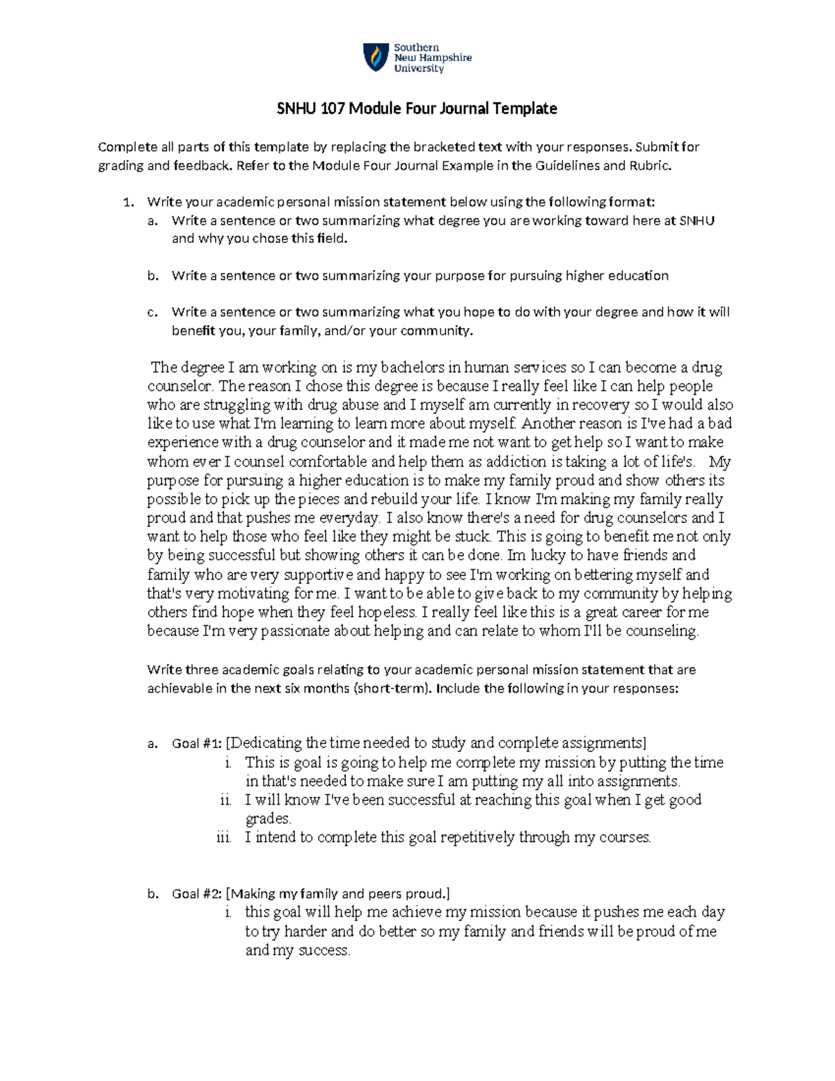 SNHU 107 Module Four Journal Template (2) - SNHU 107 Module Four ...