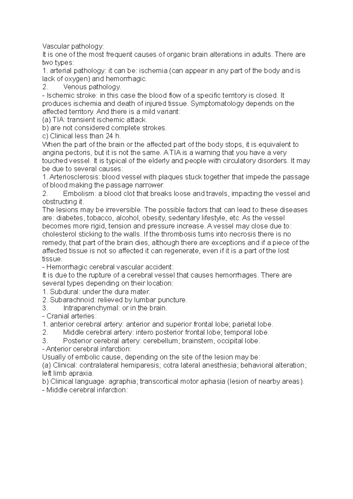 Vascular pathology - Study guide - Vascular pathology: It is one of the ...