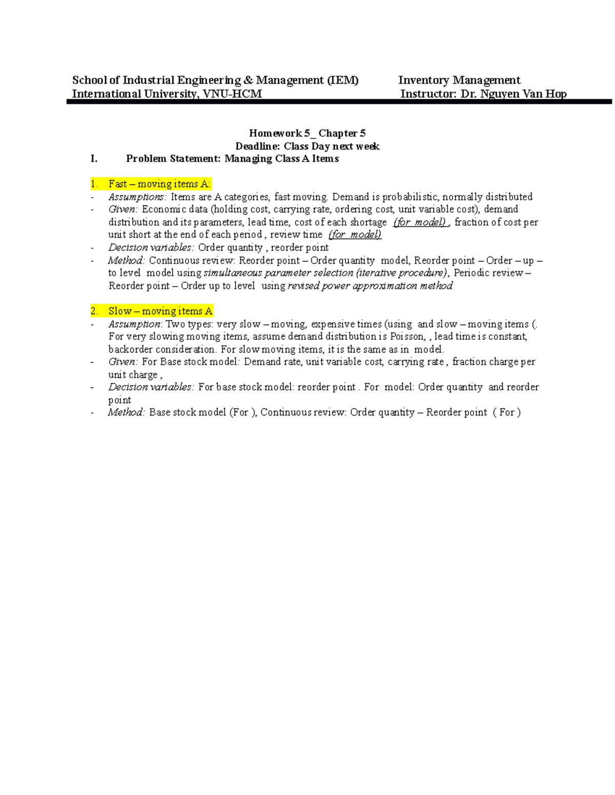 Homework 5Trường Đại học Quốc tế, Đại học Quốc gia Thành phố Hồ Chí ...