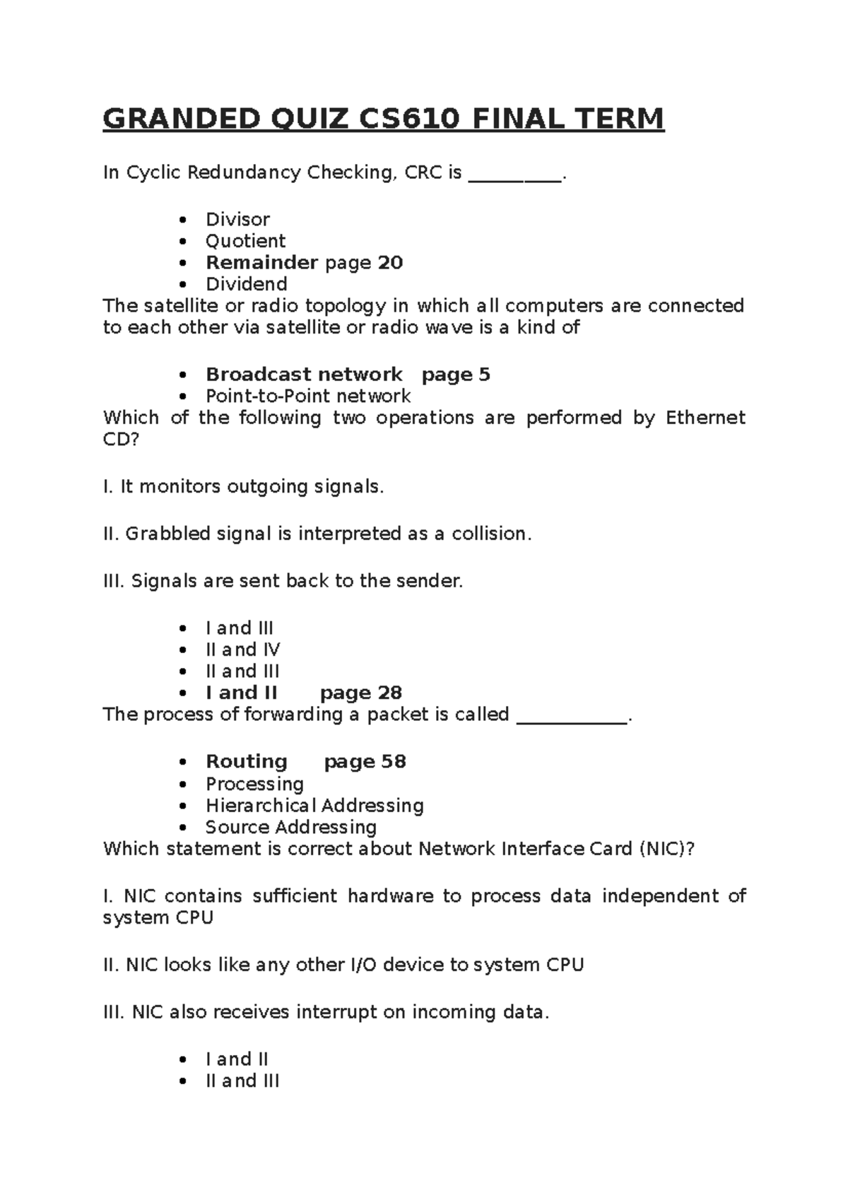 Granded Quiz Cs610 Final Term Granded Quiz Cs610 Final Term In Cyclic Redundancy Checking Crc