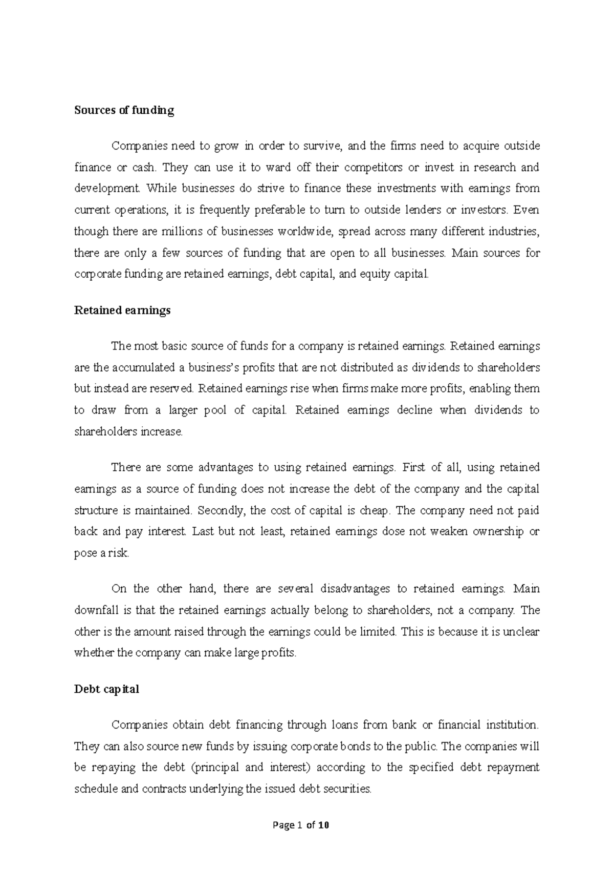 Sources of funding - Sources of funding Companies need to grow in order ...