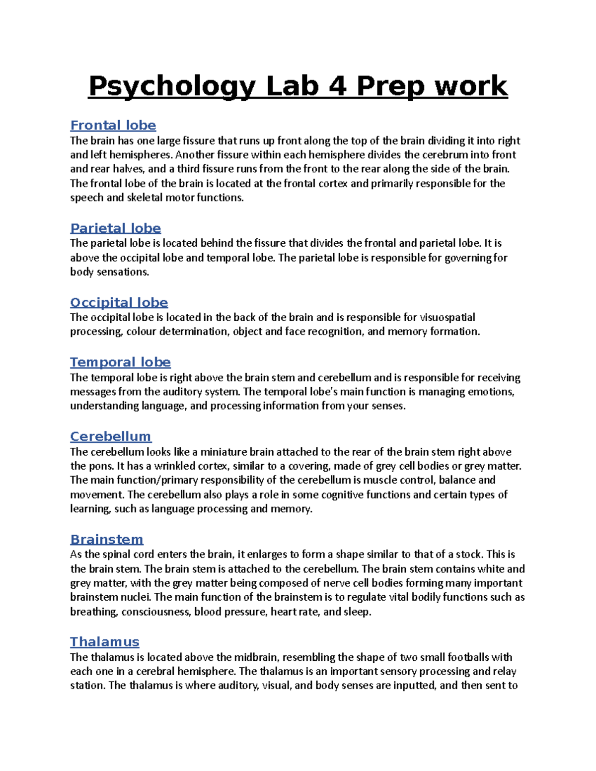 Psychology Lab 4 Prep work - Eisaa Ghafoor - Psychology Lab 4 Prep work ...