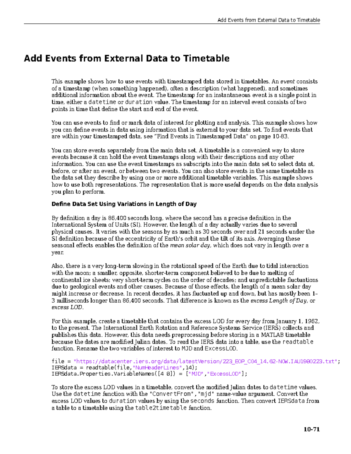 Matlab Prog 57 Add Events From External Data To Timetable This Example Shows How To Use Events 6876
