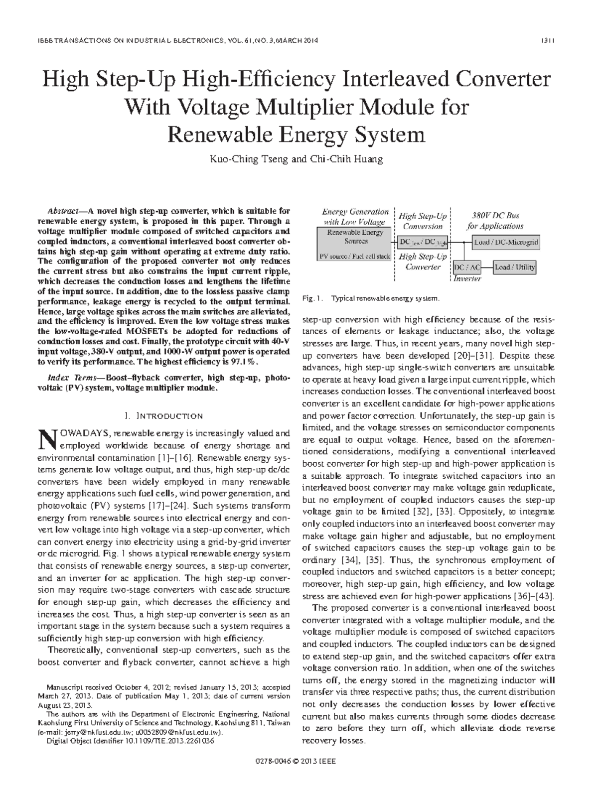 High Step-Up High-Efﬁciency Interleaved Converter - High Step-Up High ...