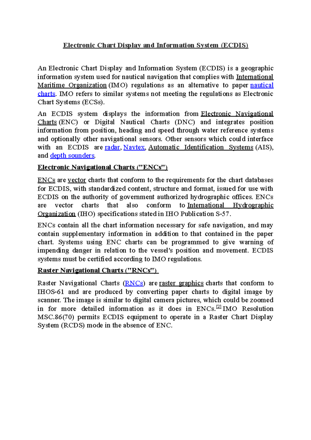 Ecdis - Electronic Chart Display and Information System (ECDIS) An ...