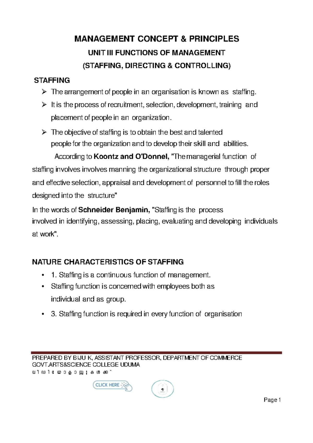 Management Concept Module III pdf - MANAGEMENT CONCEPT PRINCIPLES UNIT ...