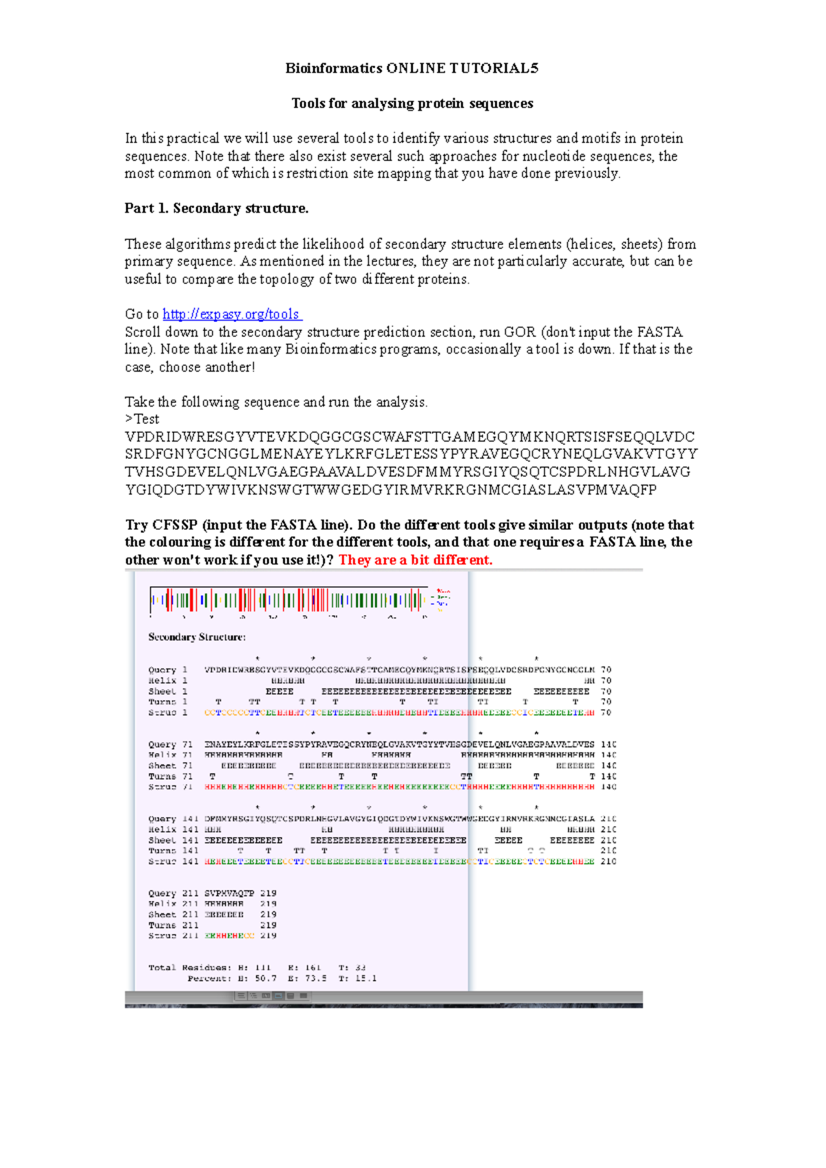 Bioinformatics Online Tutorial 5ANS-2019 - Bioinformatics ONLINE TUTORIAL Tools for analysing ...