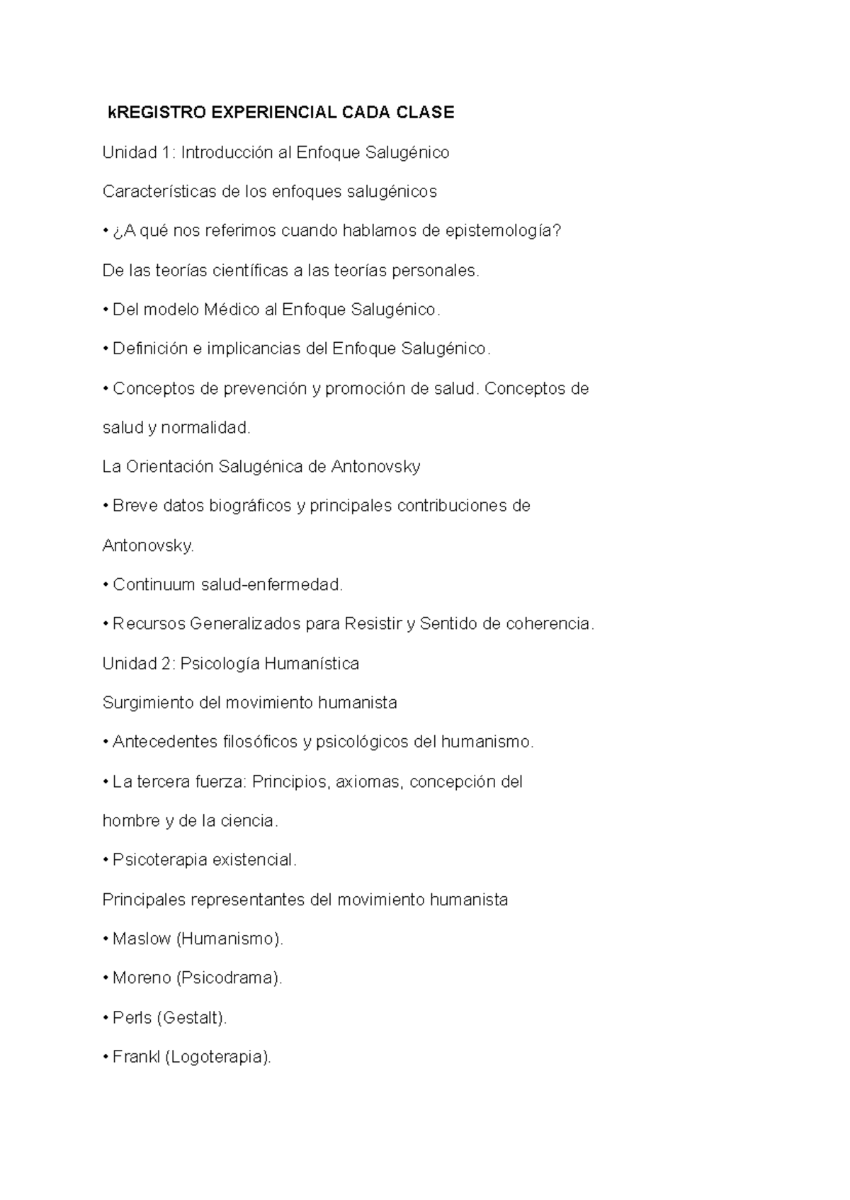 Modelos 5 1ER Parcial - .......... - kREGISTRO EXPERIENCIAL CADA CLASE ...