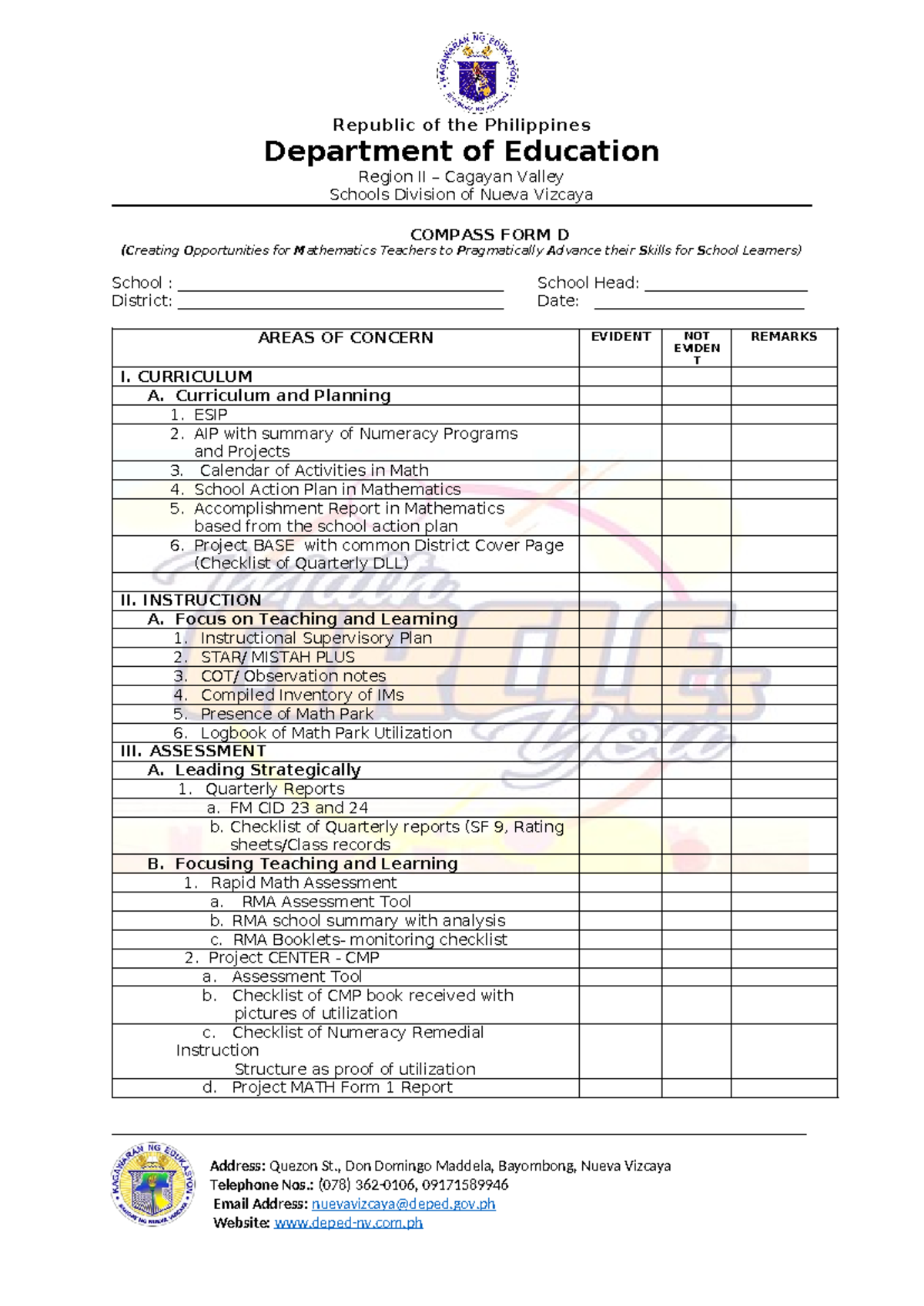 Compass-FORM-D - Republic of the Philippines Department of Education ...