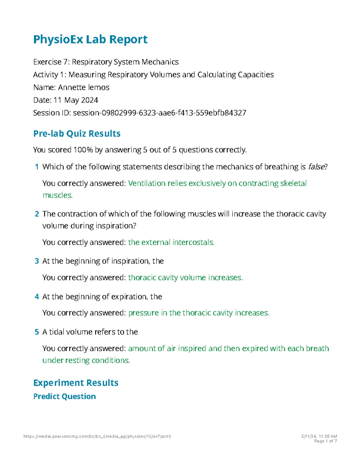Physio Ex Exercise 7 Activity 1 - PhysioEx Lab Report Exercise 7 ...