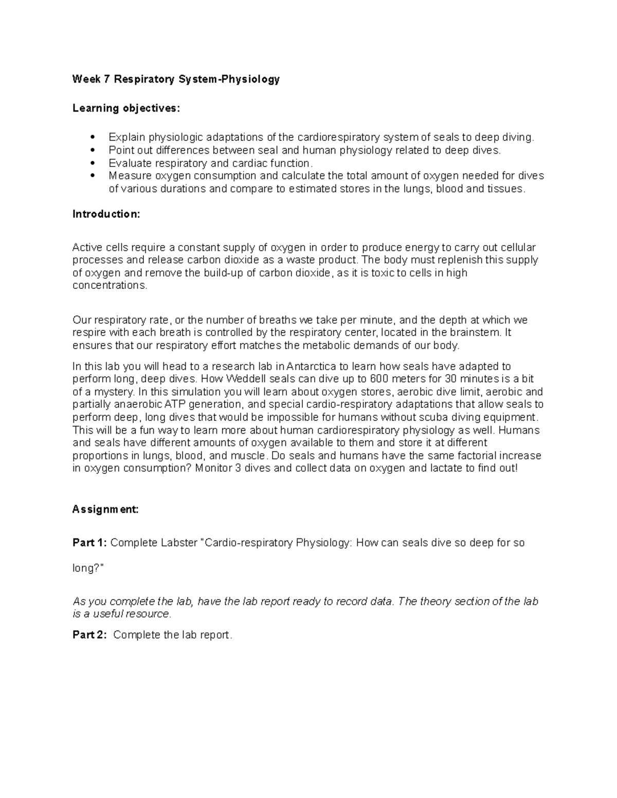 BIOS 255 Week 7 Respiratory System Physiology Lab MAY21 - Week 7 ...