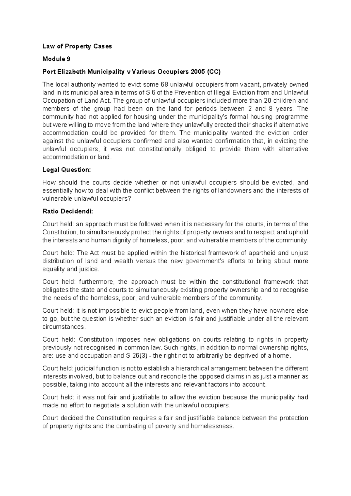 Property Cases - Summary Law - Law of Property Cases Module 9 Port ...