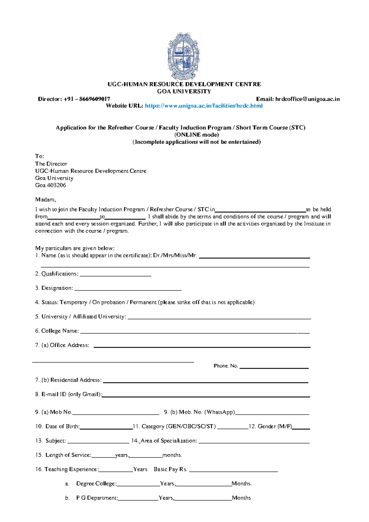 HRDC Application Form - it is very good for course and students may ...