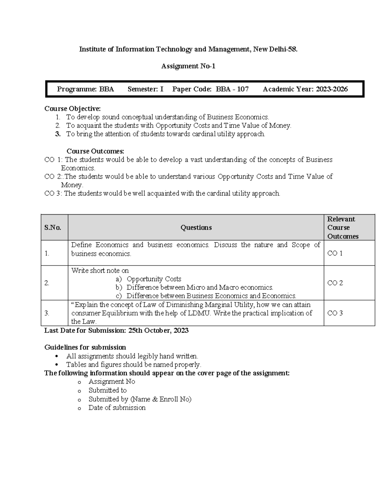 Assignment 1 - assingment of be - Institute of Information Technology ...