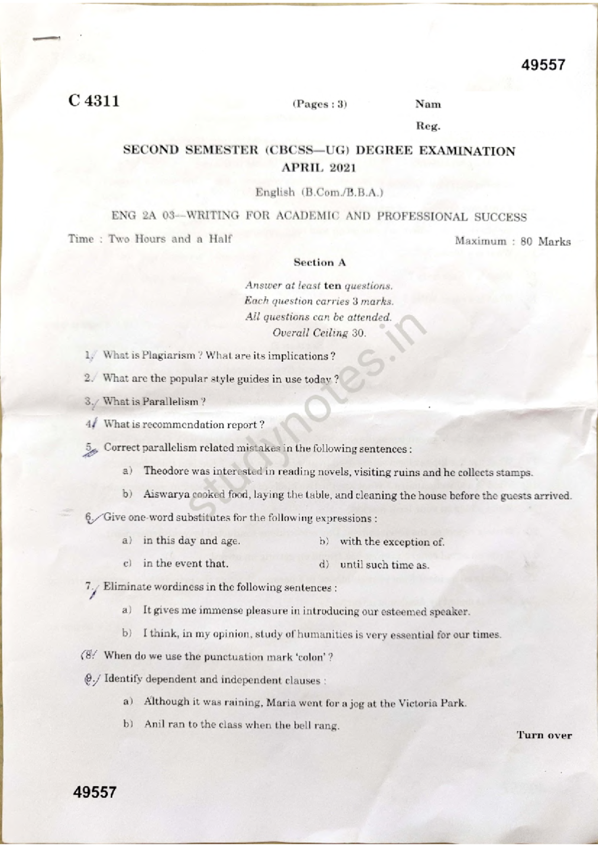 Bcom-BBA-Writing-For-Academic-April-2021-min - B.COM - Studocu