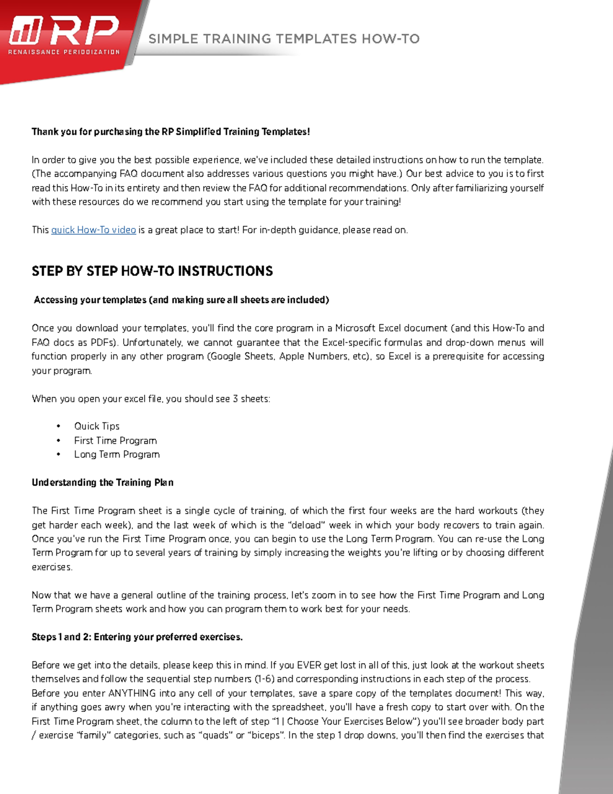 Simplified Training Template How-To 1 - Thank you for purchasing the RP ...