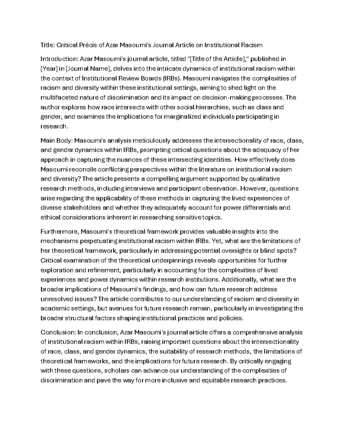 Document 26 - Summary Principles of Sociology - Title: Critical Précis ...