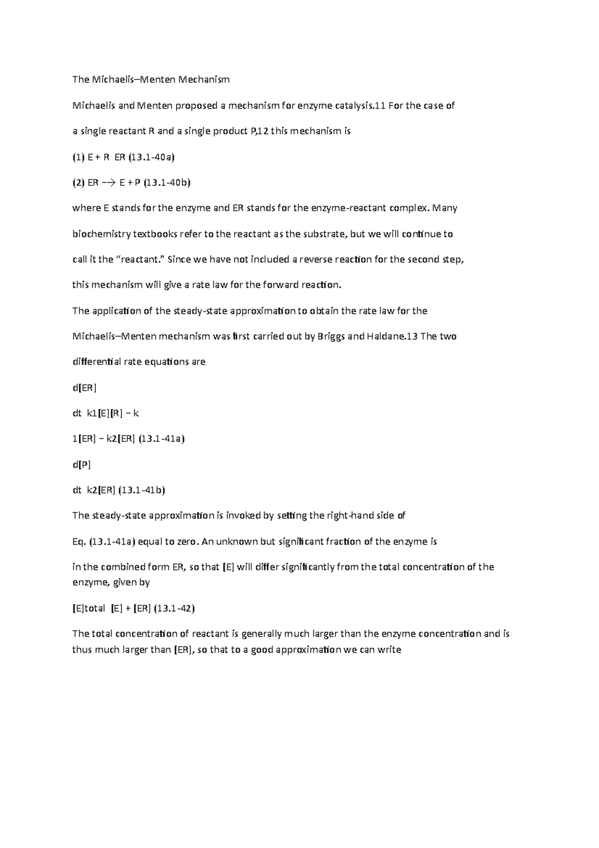 The Michaelis - The Michaelis–Menten Mechanism Michaelis and Menten ...