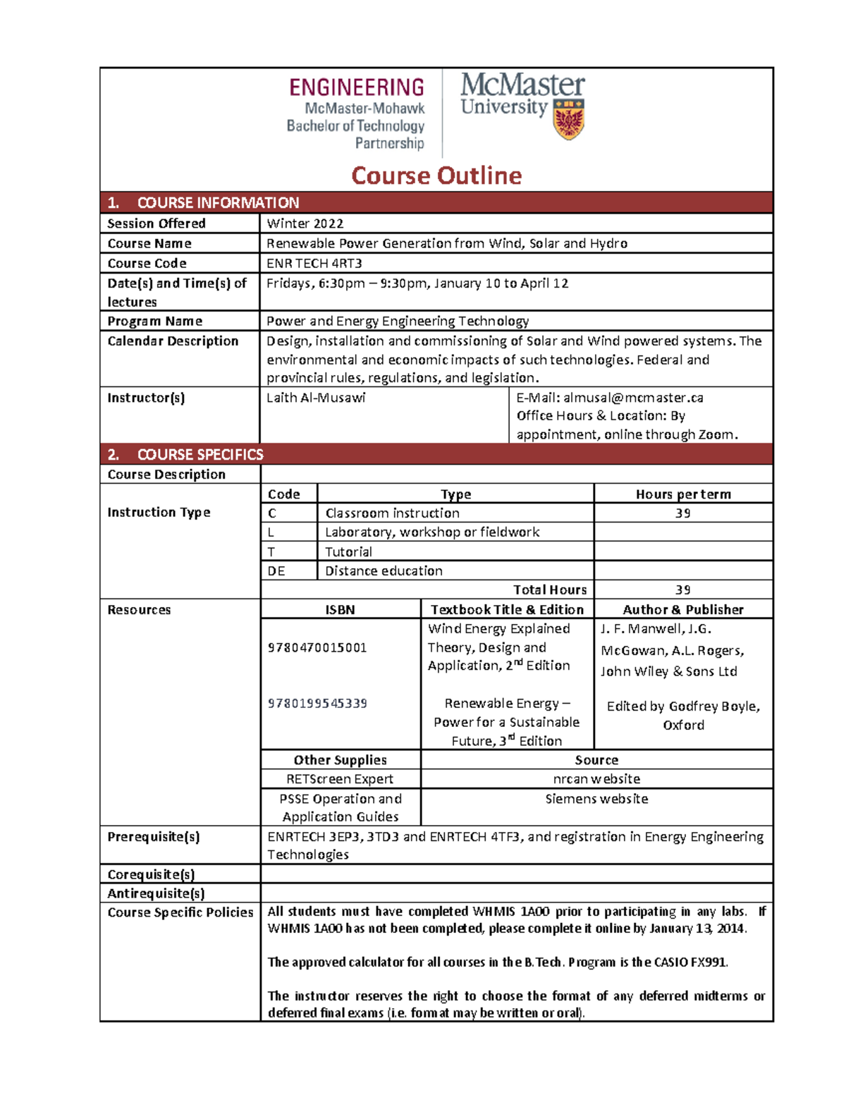 4RT3 Course Outline W22 - Course Outline 1. COURSE INFORMATION Session Offered Winter 2022 ...