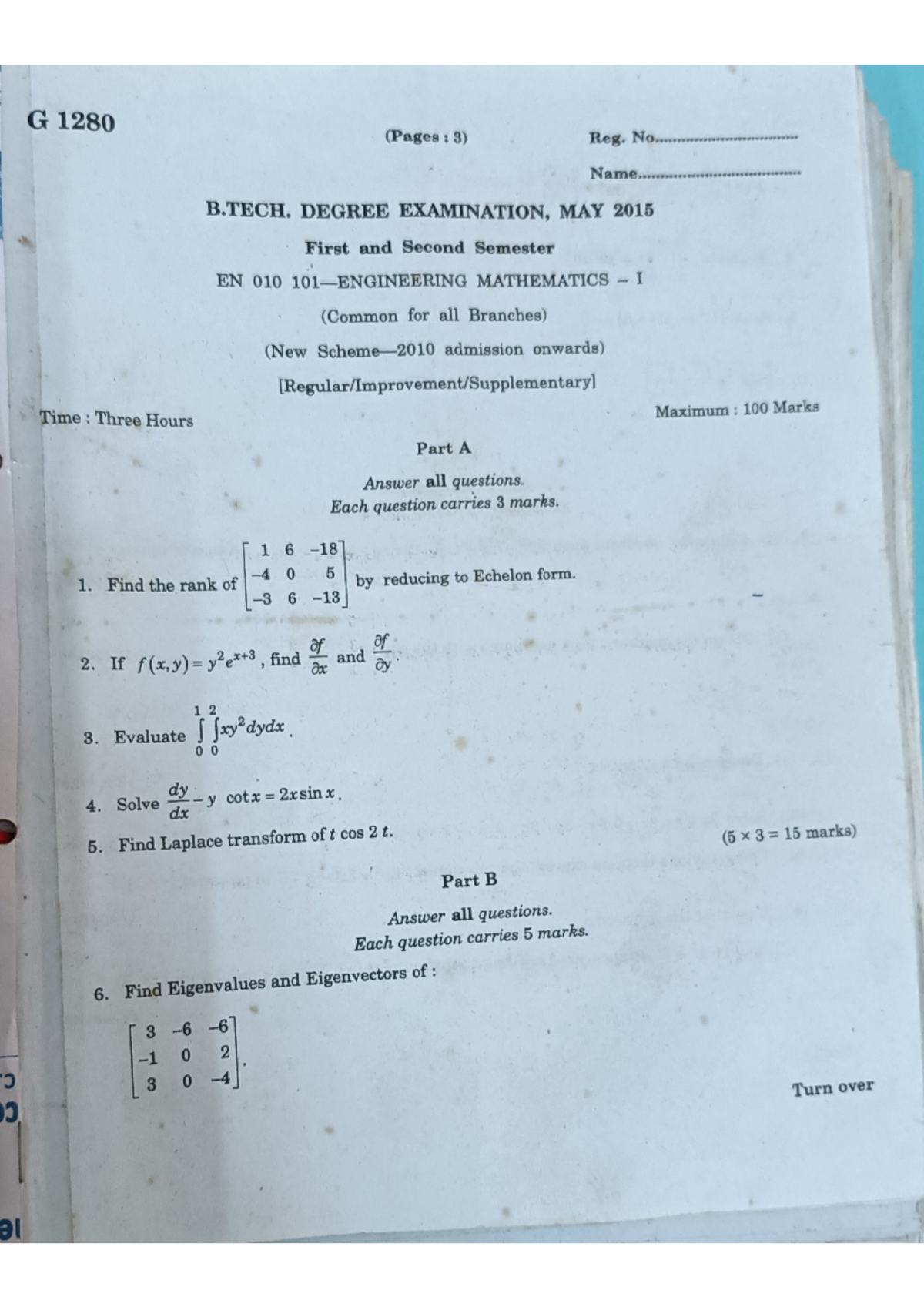 Maths QP - Notes - Engineering Mathematics - Studocu