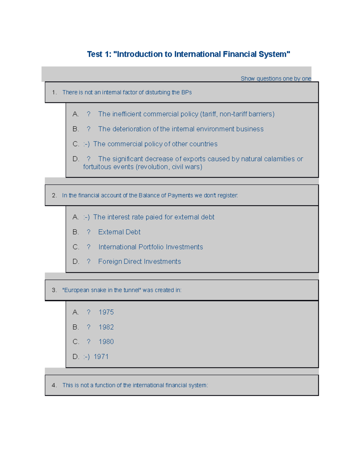 Exam, questions and answers fin markets - Test 1: "Introduction to ...
