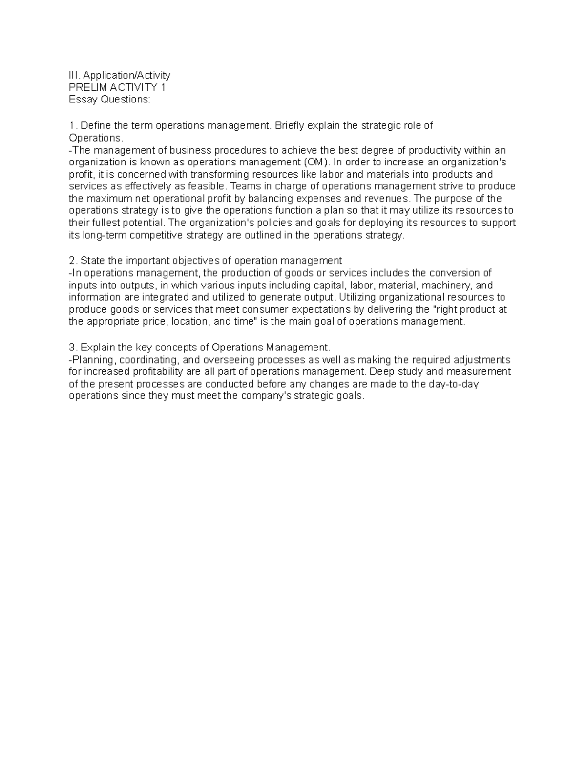 Doc1 - I hope it can help you guys. - III. Application/Activity PRELIM ACTIVITY 1 Essay ...