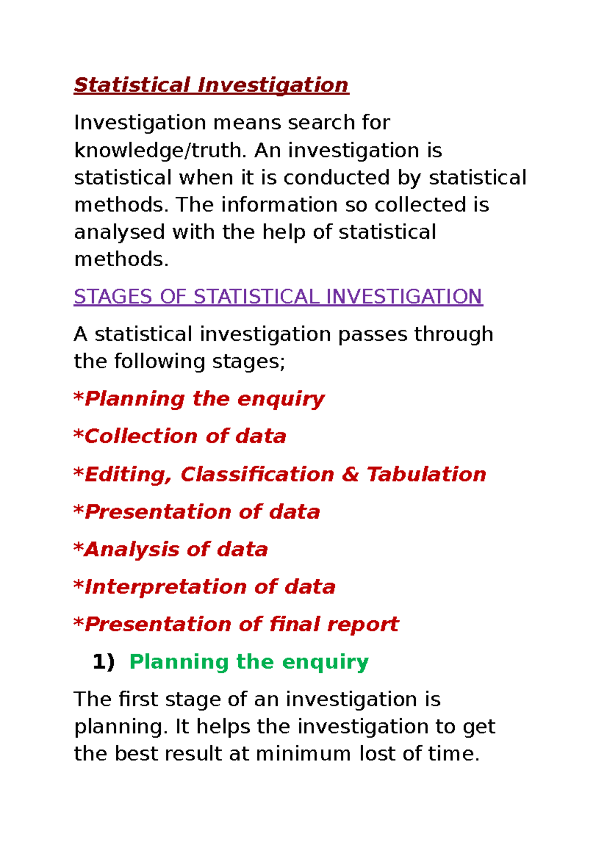UNIT (09) 1.9 Investigation of statistics - Statistical Investigation ...