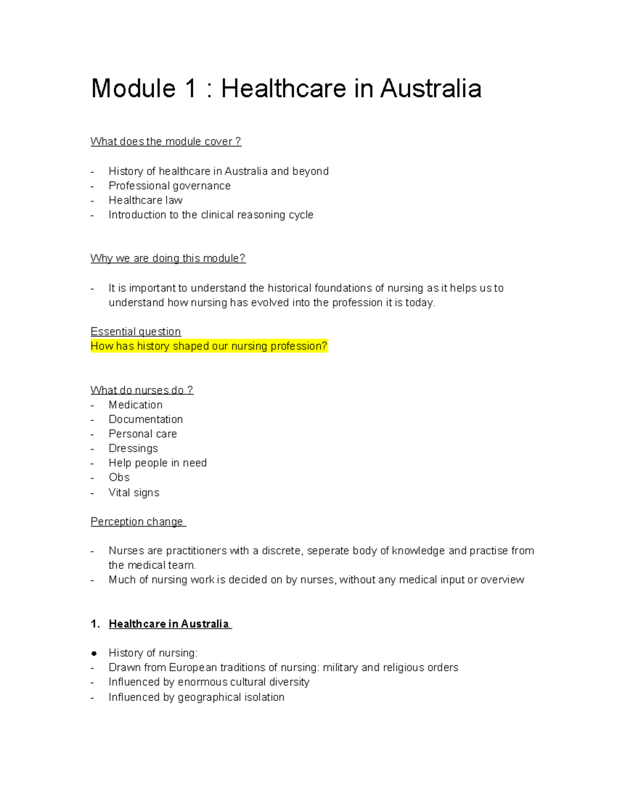 Module 1 Healthcare in Australia - Module 1 : Healthcare in Australia ...