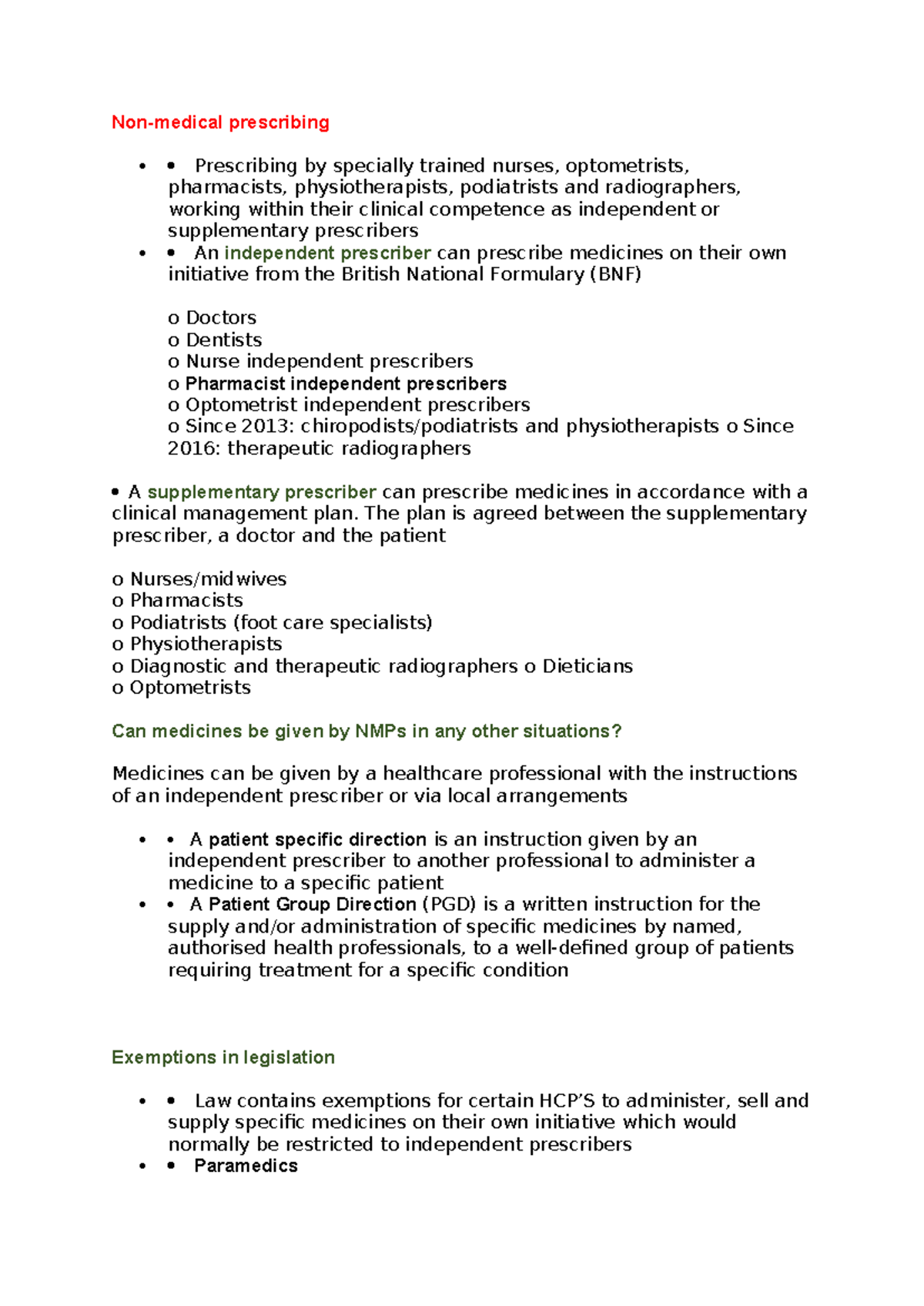 Non medical prescribing - Non-medical prescribing Prescribing by ...