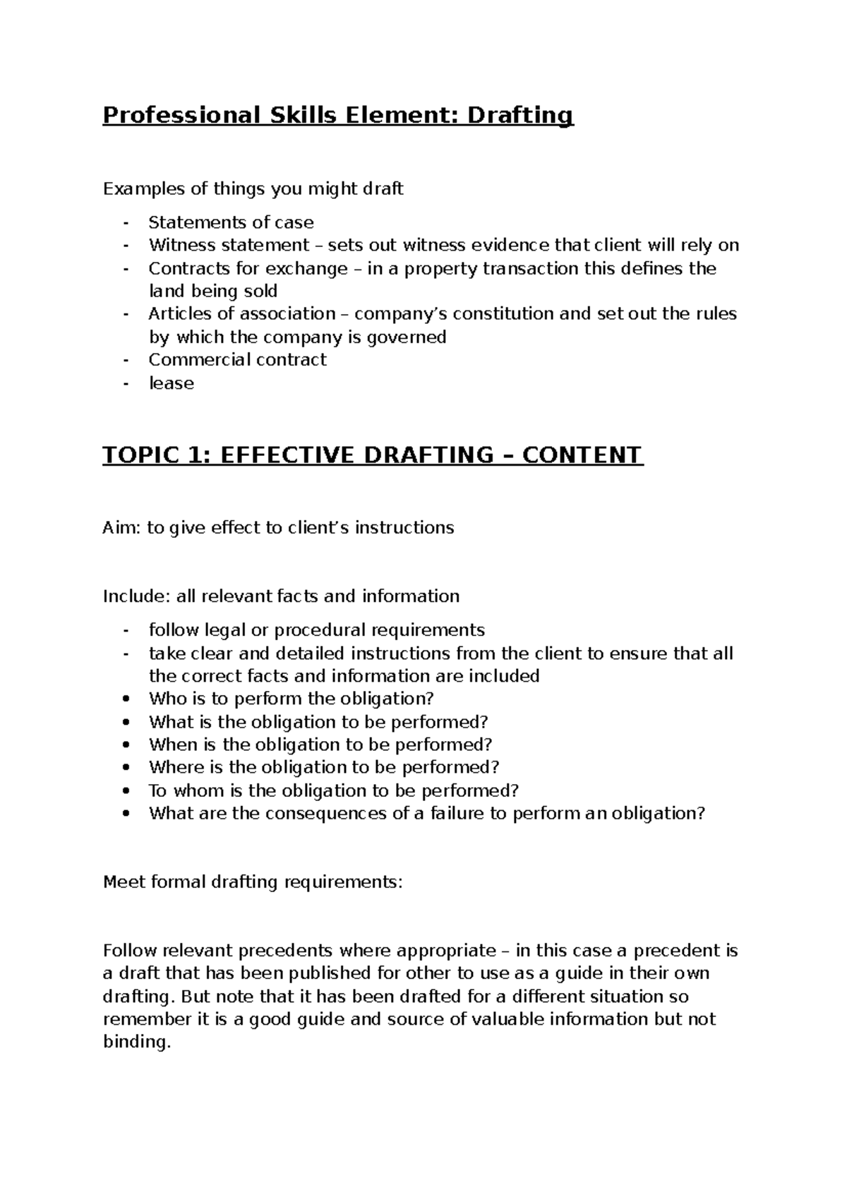 Drafting - Professional Skills Element: Drafting Examples of things you ...