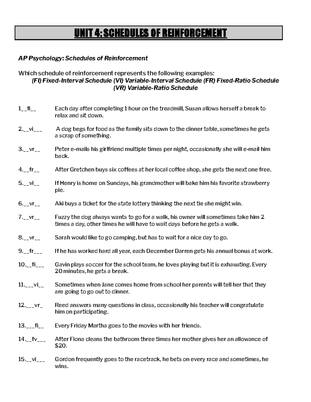Copy of Schedules of Reinforcement - UNIT 4: SCHEDULES OF REINFORCEMENT ...
