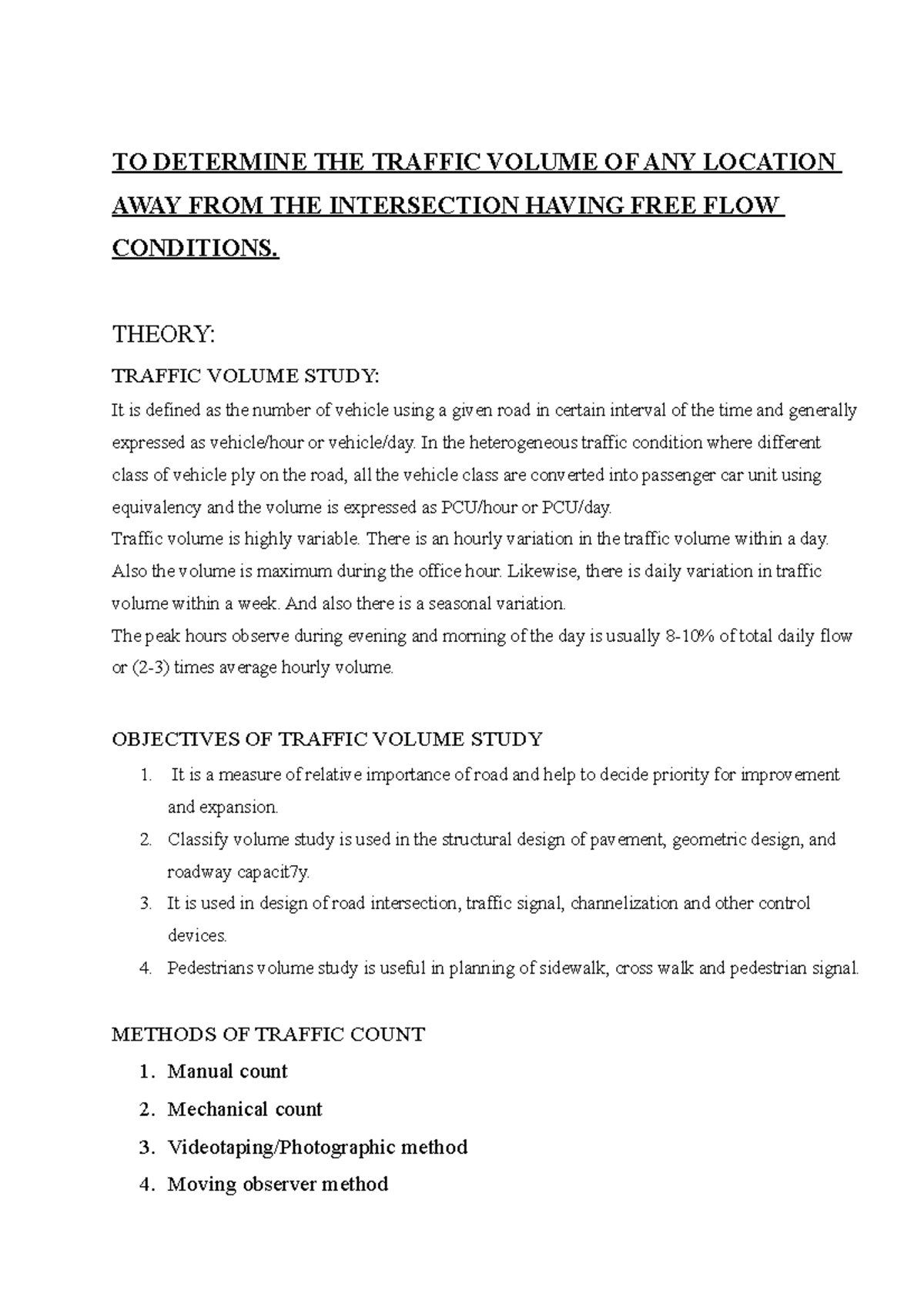 Assignment 1 - Helps in study - TO DETERMINE THE TRAFFIC VOLUME OF ANY ...